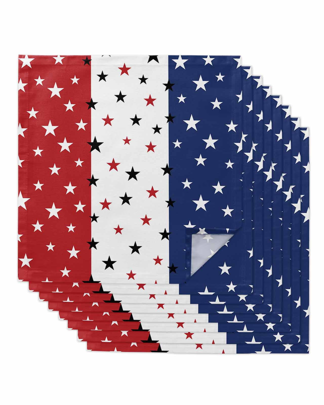 Red Blue Stars 4th of July Cloth Napkins Set of 8 Reusable Dinner ...