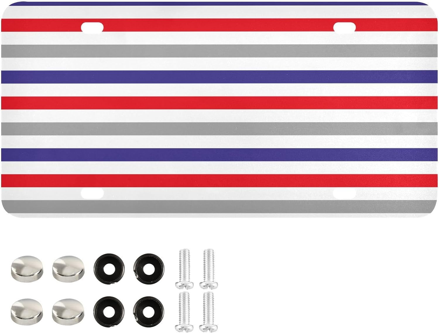 Red Blue Stripes License Plates Front License Plate Covers Metal Car ...