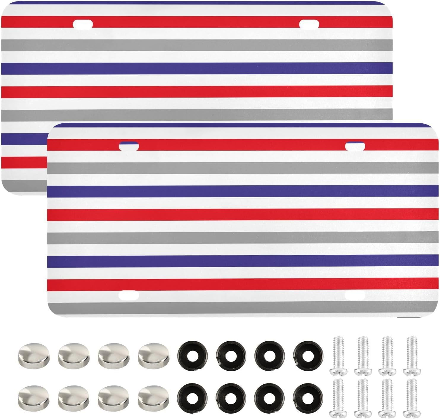 Red Blue Stripes License Plates Front License Plate Covers Metal Car ...