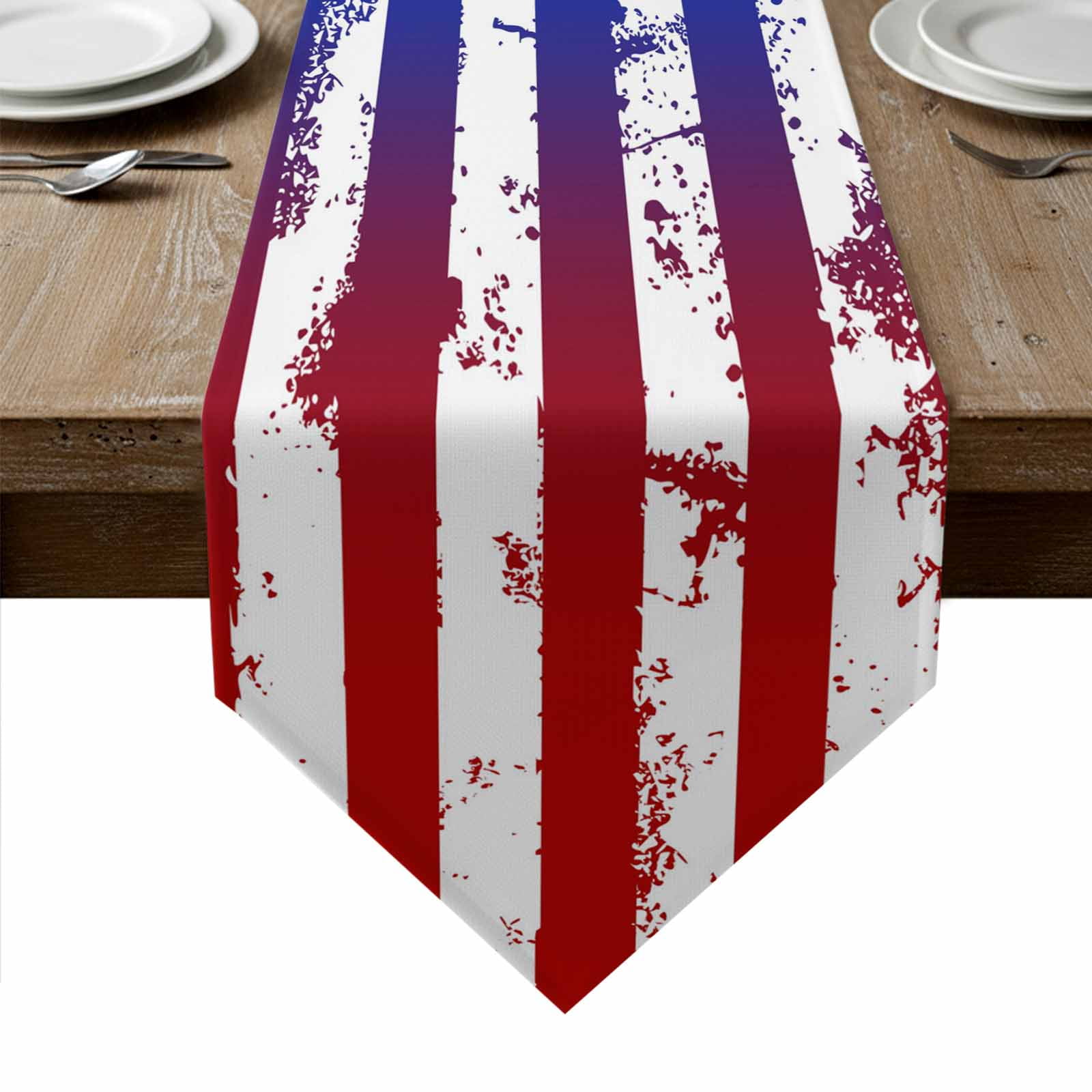 Red Blue Table Runner Linen Burlap Table Runner 108 Inches Long Ombre ...