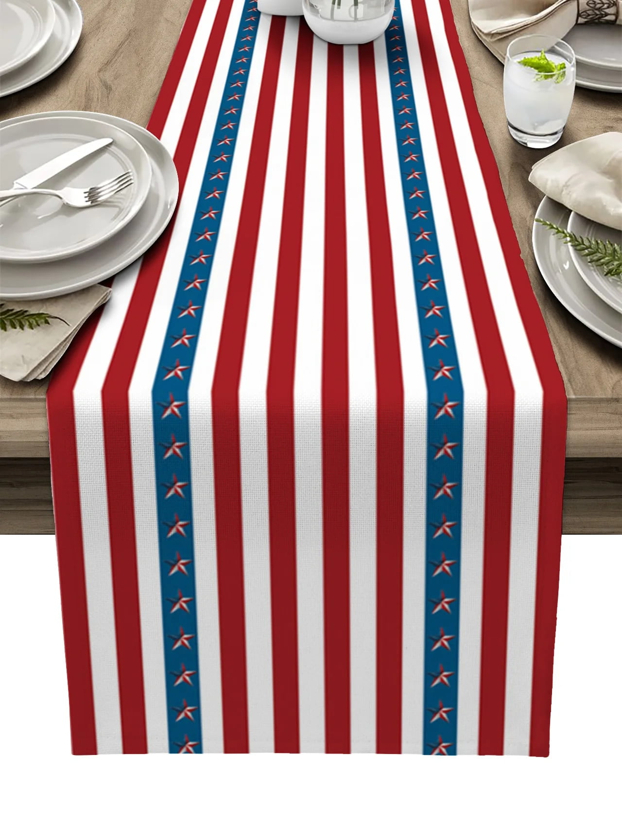 Red Blue White Stripes Table Runner Home Wedding Decor Table Flag Mat ...