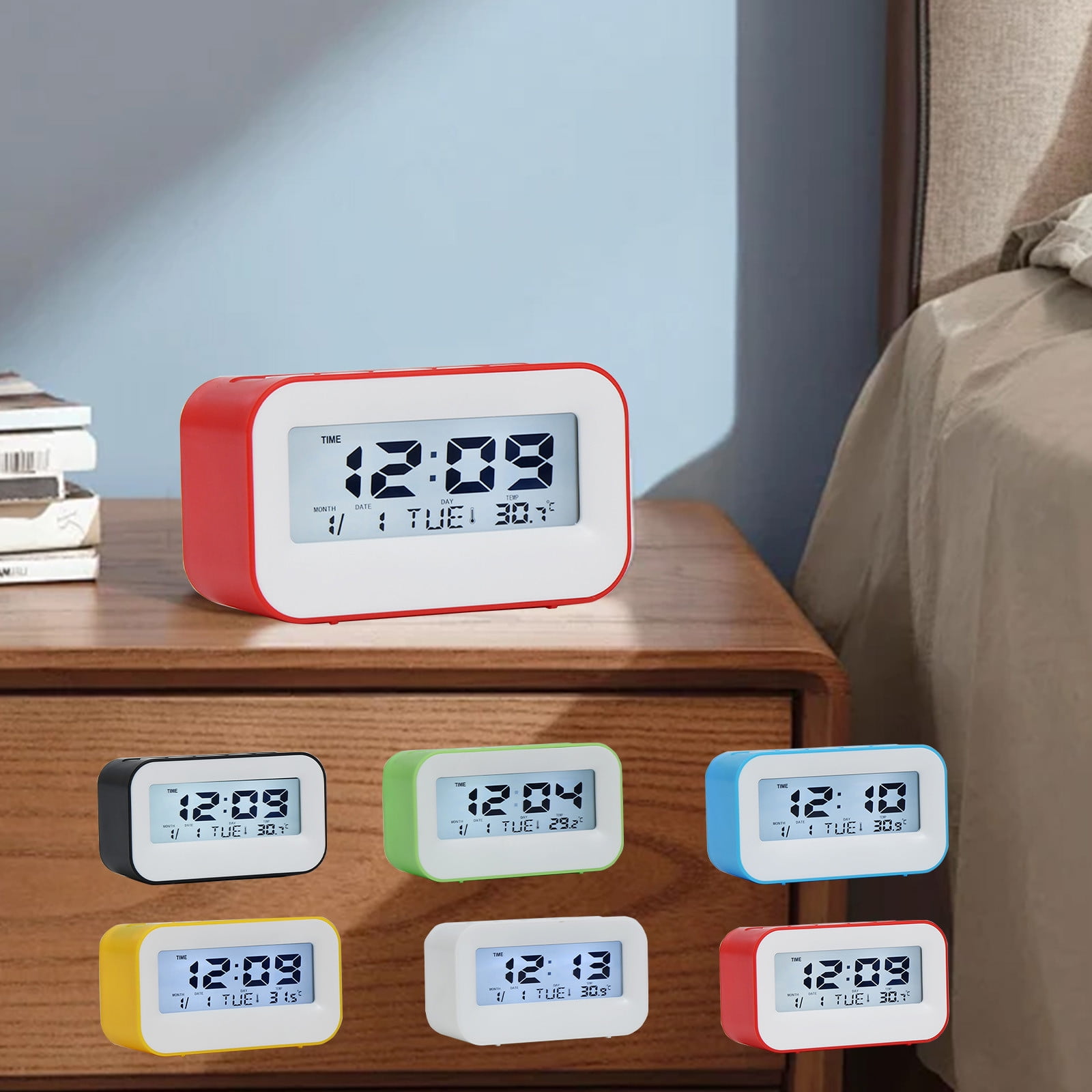 Red Blue White Yellow Green Plastic STUDEN* Alarm Clock with HD ...