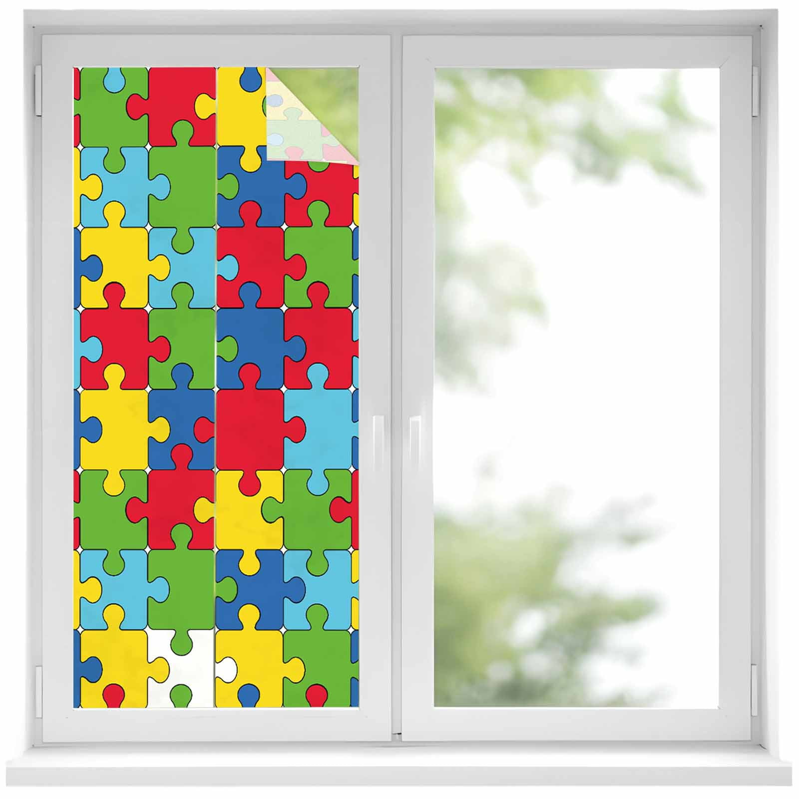 Red Blue Window Privacy Film, Green White Yellow Colorful Modern ...