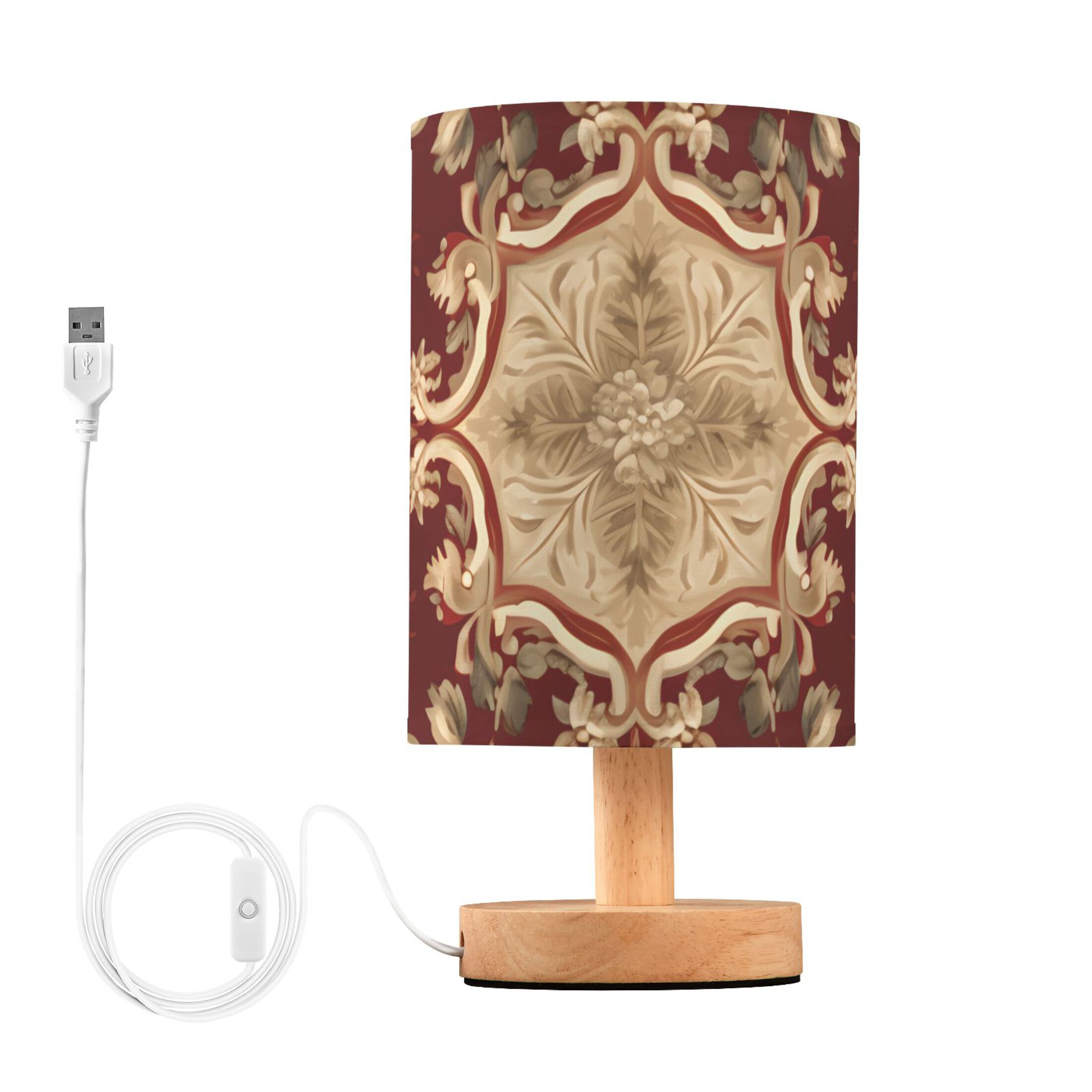 Red Bohemian Mandala Bedside Desk Lamp LED Table Nightstand Lamps Warm ...