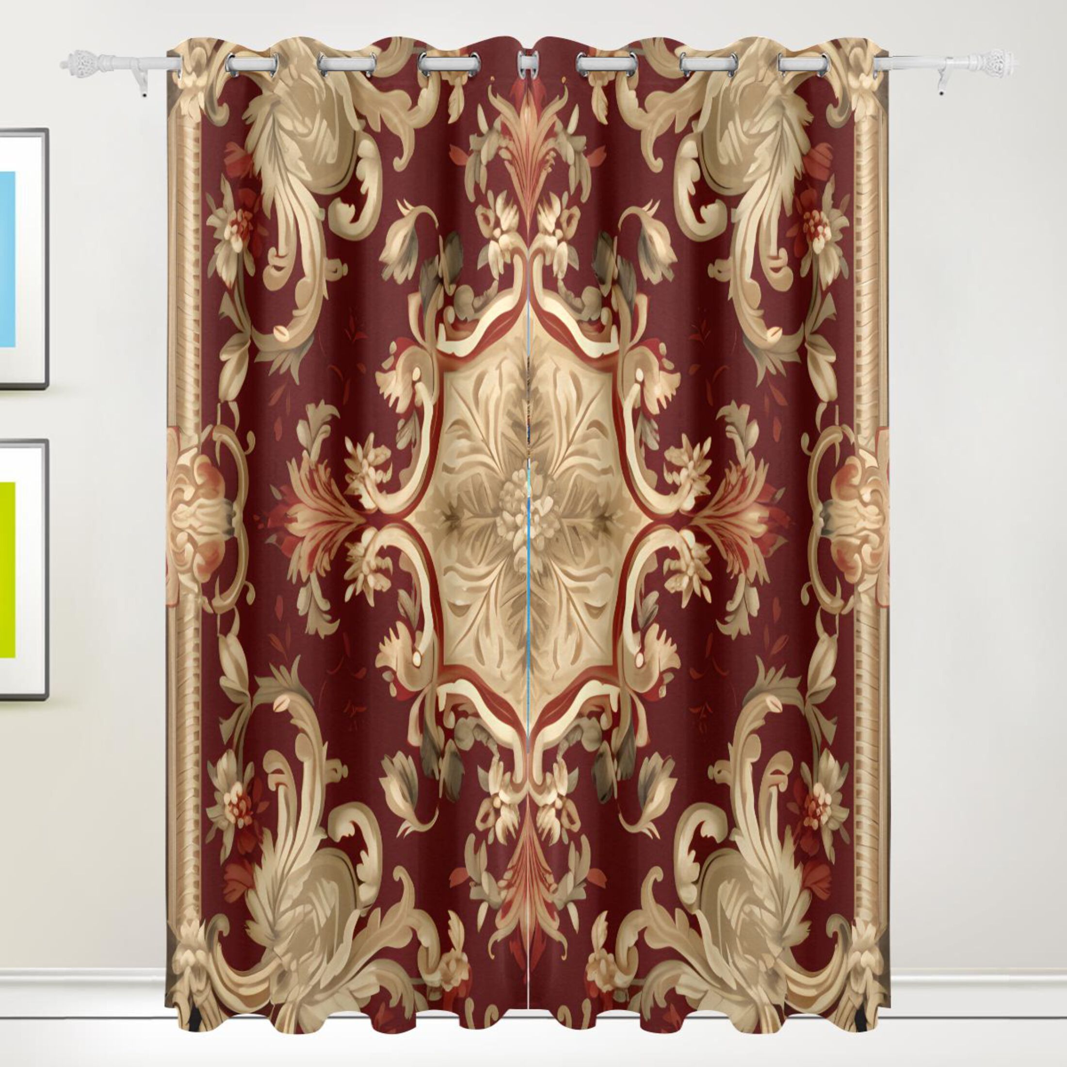 Red Bohemian Mandala Blackout Curtains 2 Panels Set Grommet Drapes for ...