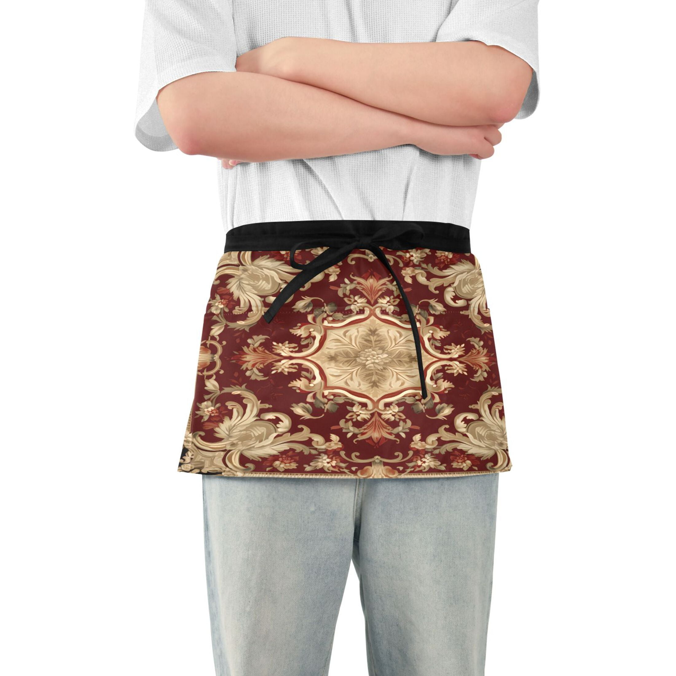 Red Bohemian Mandala Server Apron with 3 Pockets Waterproof Waitress ...