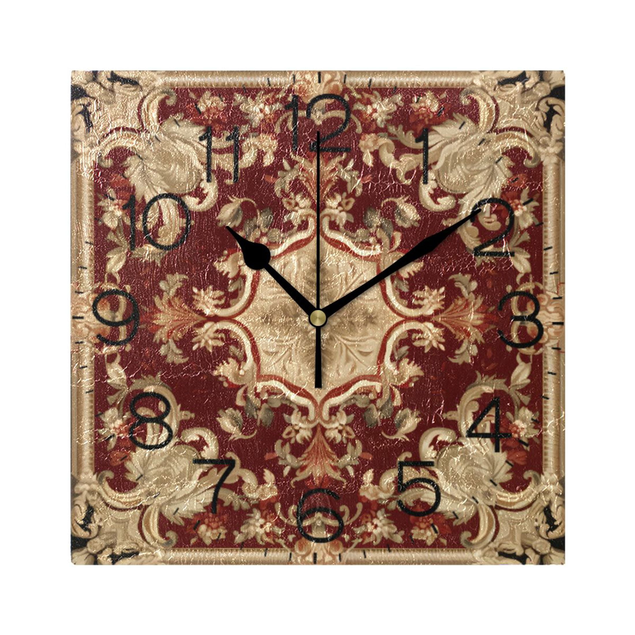 Red Bohemian Mandala Wall Clock 7.78" Non-Ticking Silent Battery ...