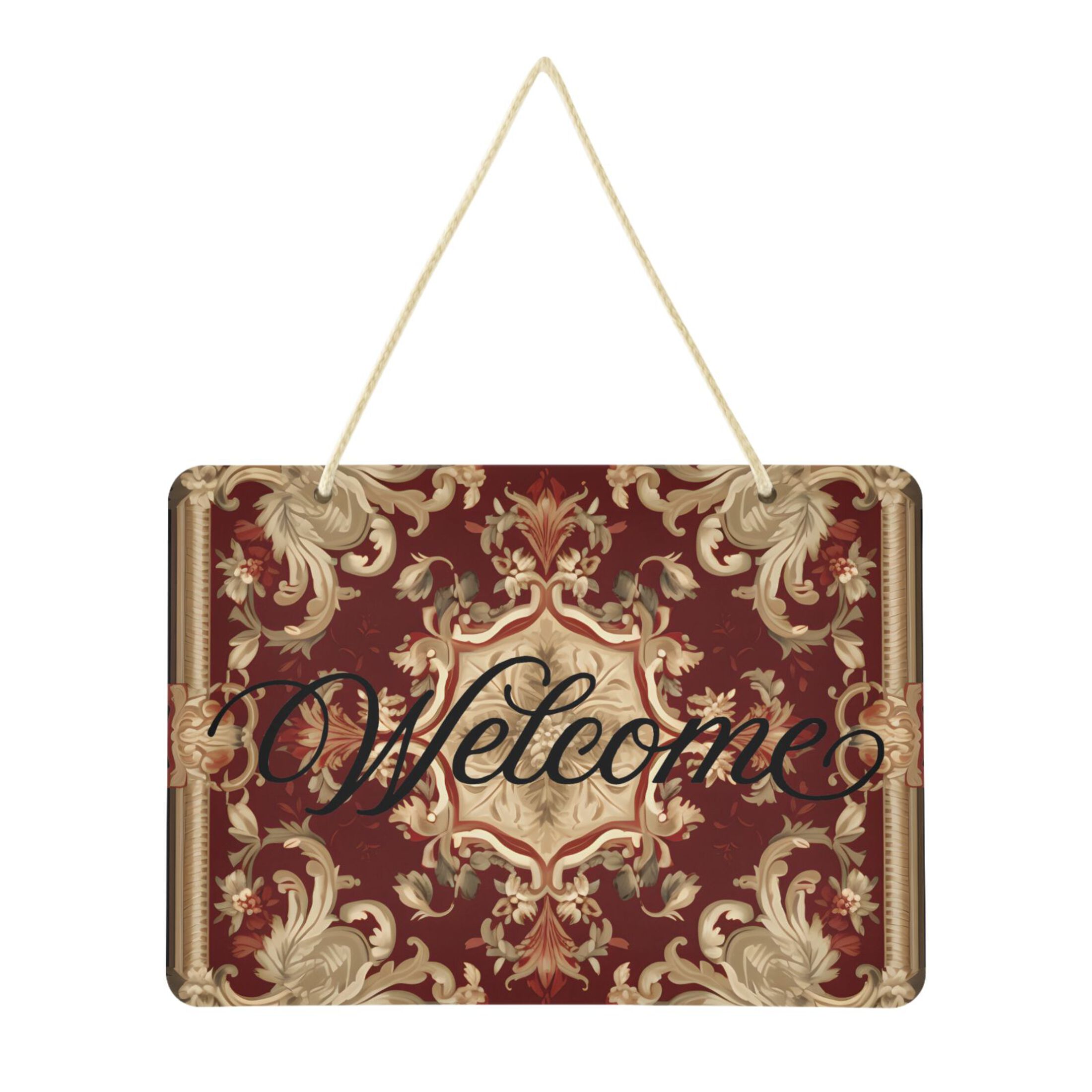 Red Bohemian Mandala Welcome Sign Front Door PVC 14x10 inch Hanger ...