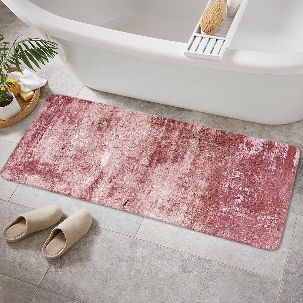 Red Boho Bath Mat for Bathroom,Abstract Marble Flannel Non Slip Mat Rug ...