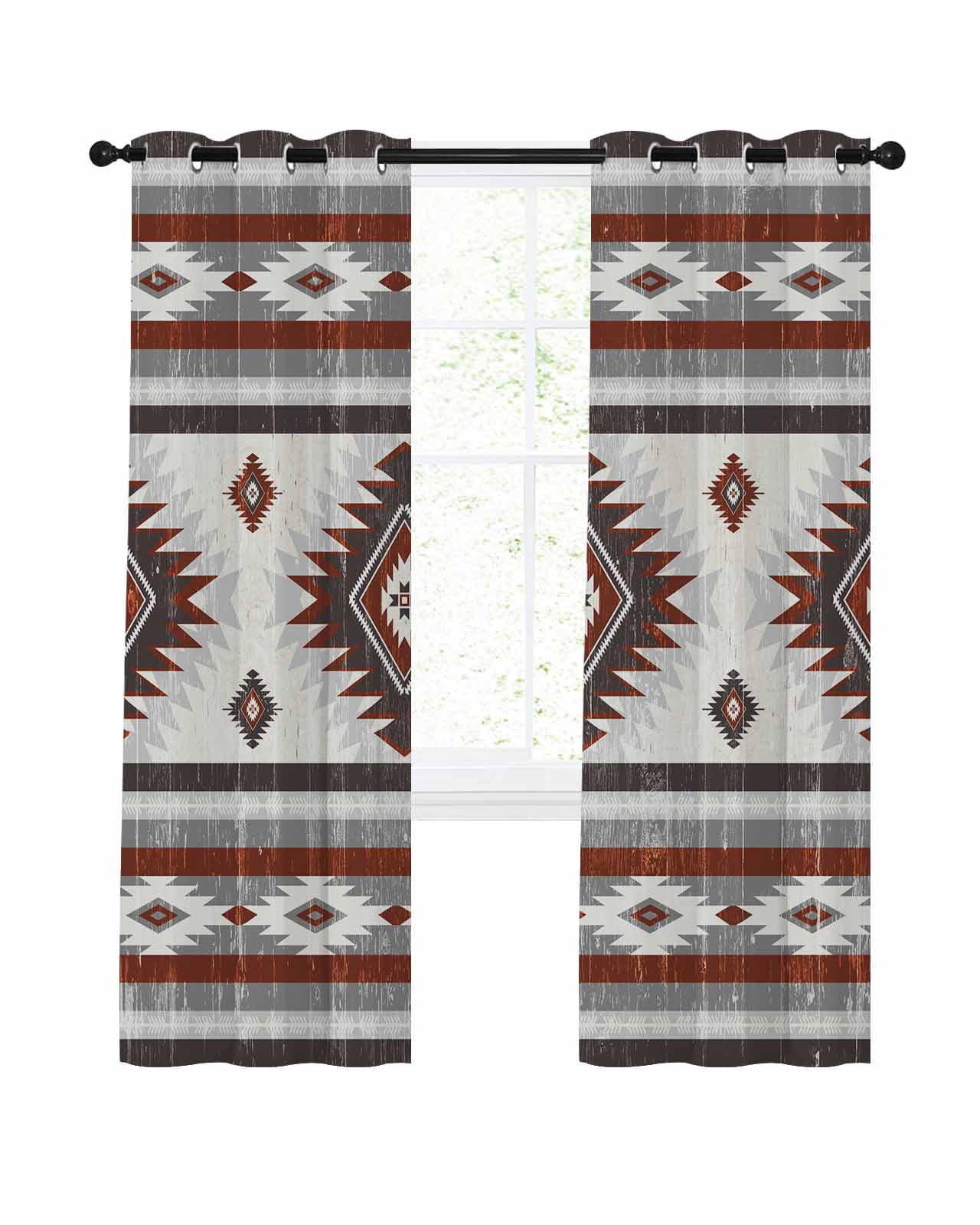 Red Boho Blackout Curtains 63 Inches Long for Bedroom, Southwestern ...