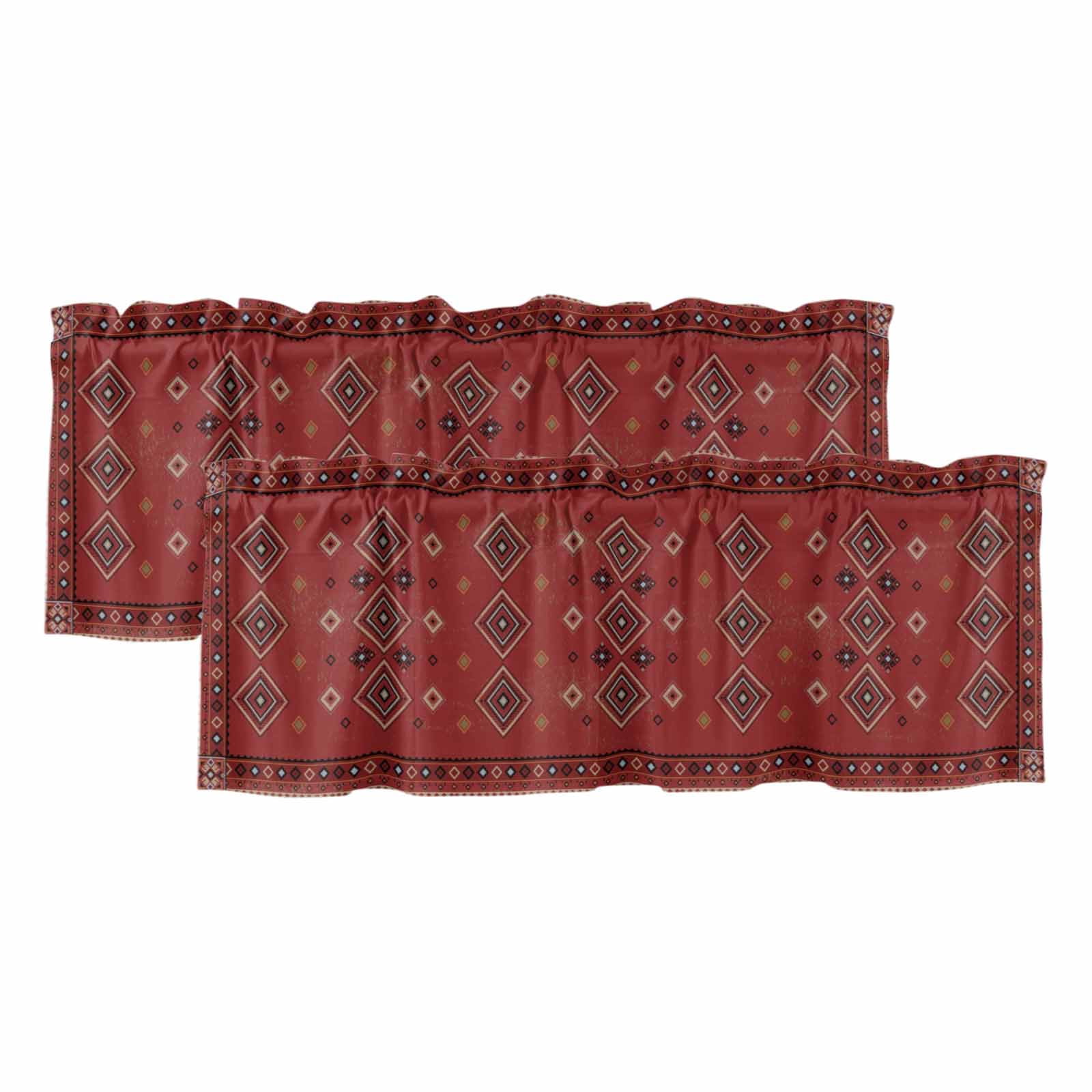 Red Boho Curtain Valances for Windows, Kitchen Valance Window ...