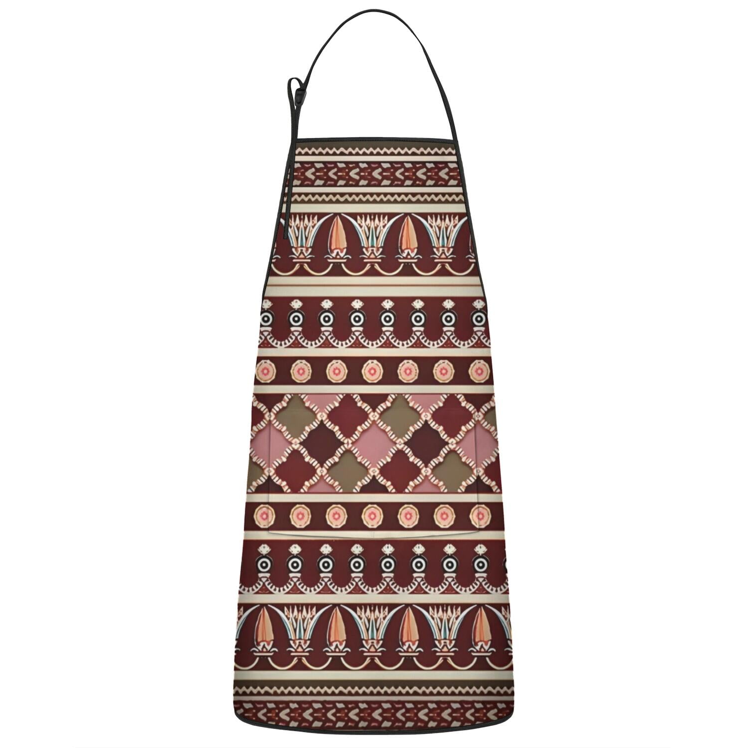 Red Boho Egyptian Lotus and Circles Pattern Apron-Garden Aprons for ...
