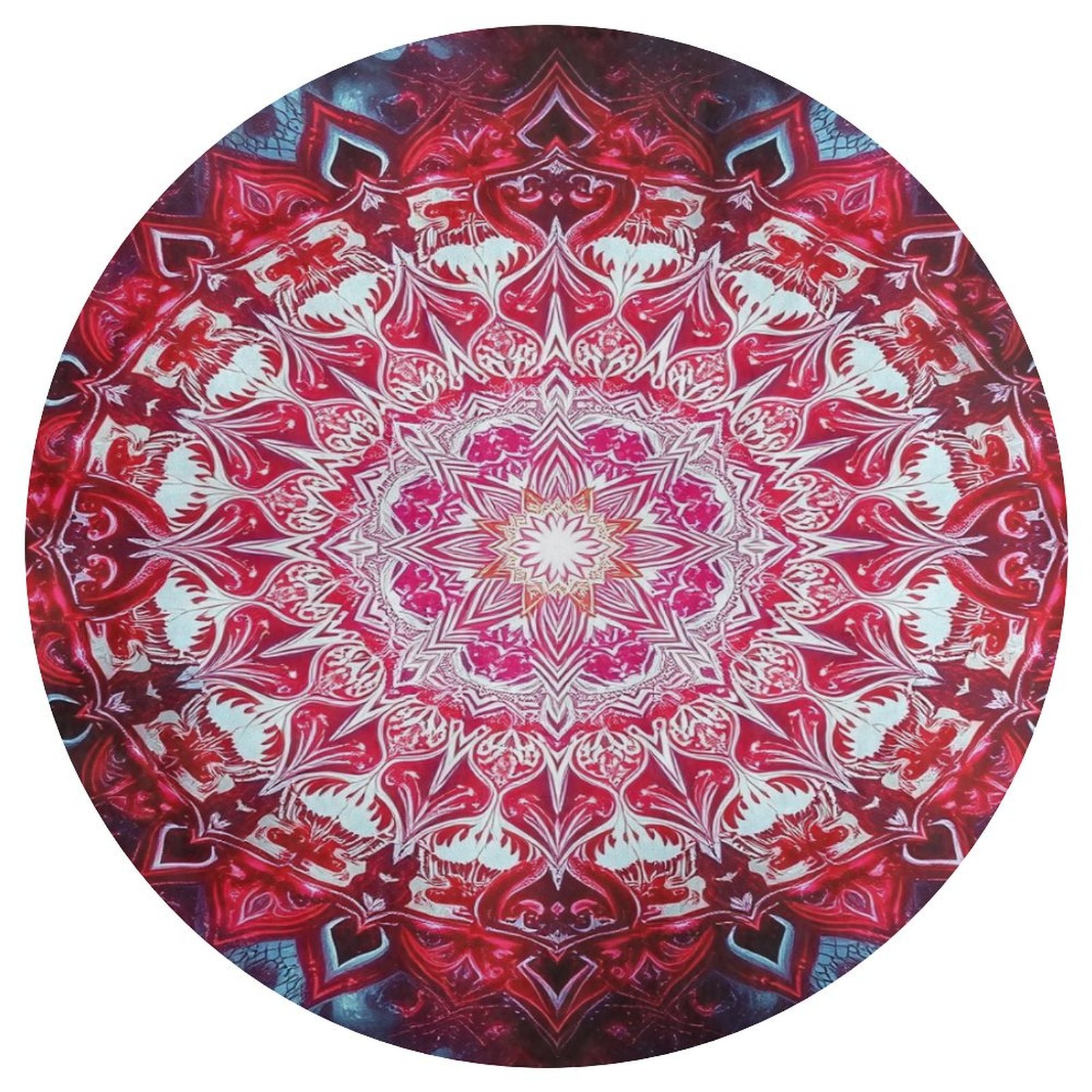 Red Boho Mandala Round Area Rug Floor Carpets Washable Indoor Floor ...