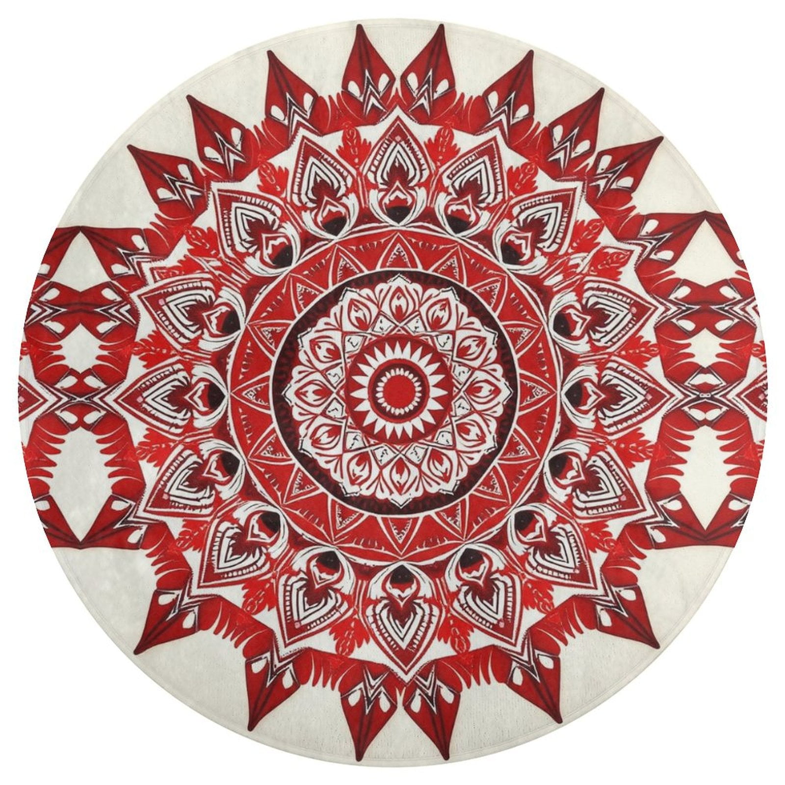 Red Boho Mandala Rugs Trea Rugs Not-Slip Round Rugs Area Carpets for ...