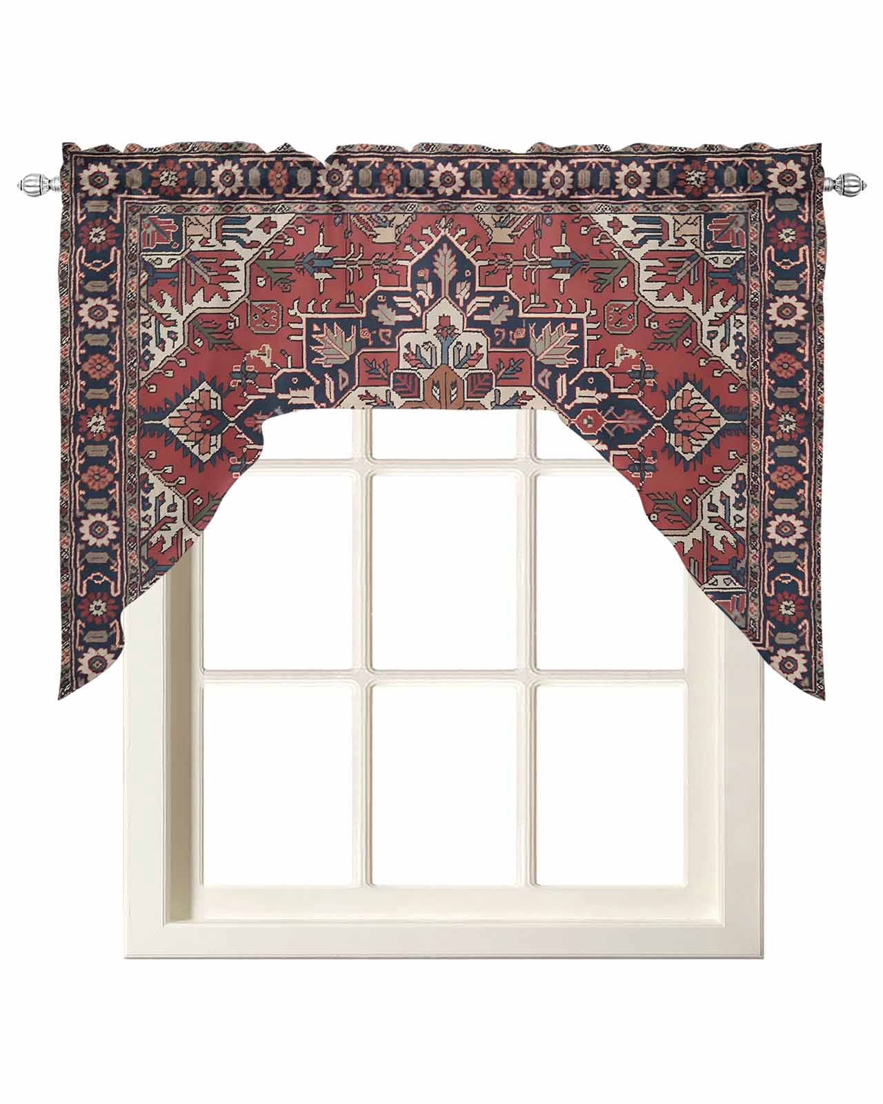 Red Boho Swag Valances for Windows, Small Curtains Drapes, Southwest ...