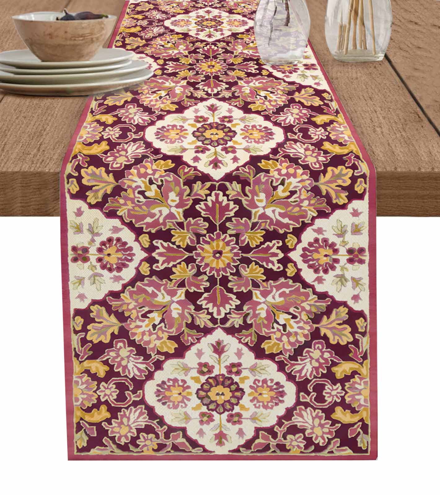 Red Boho Table Runner 36 Inches, Country Vintage Aesthetic Ethnic ...