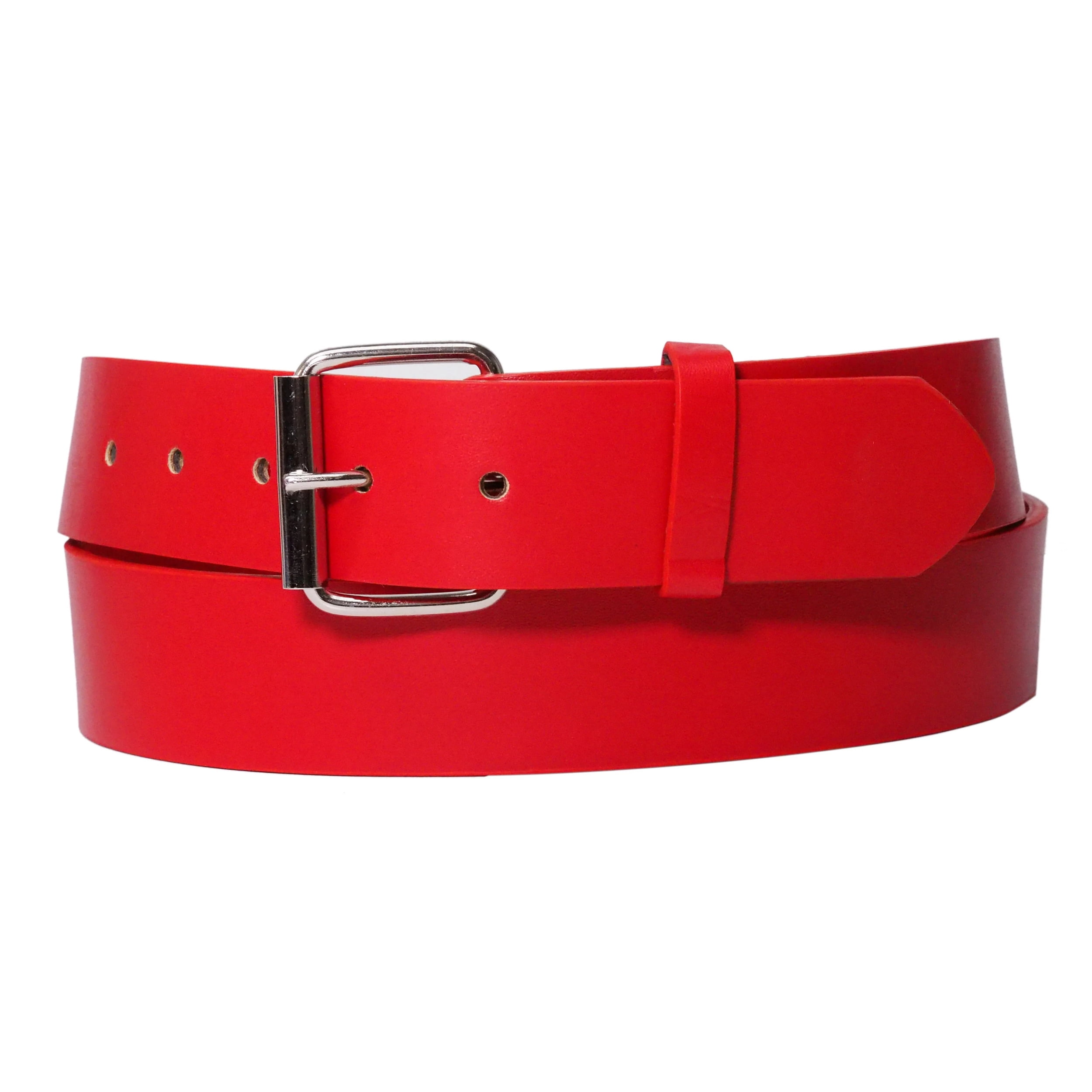 Red Bonded Leather Belt with Removable Belt Buckle - Walmart.com