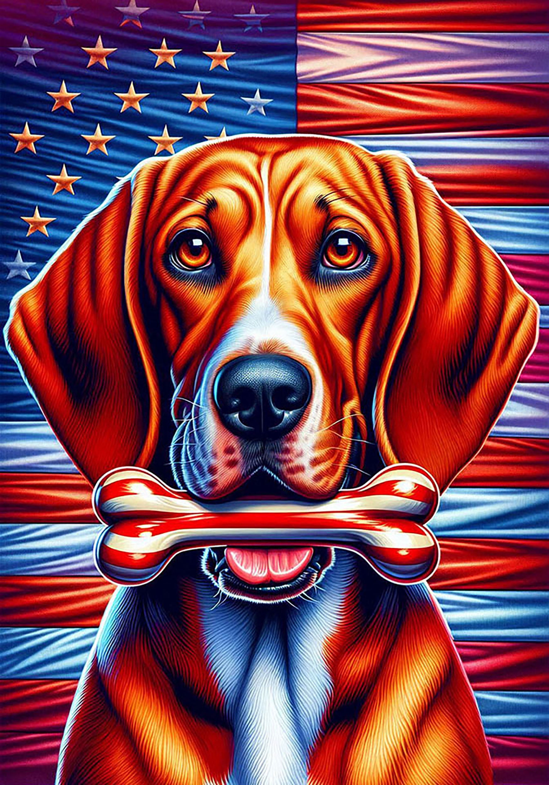 Red Bone Coonhound - Best of Breed DCR Patriotic III Outdoor House Flag ...