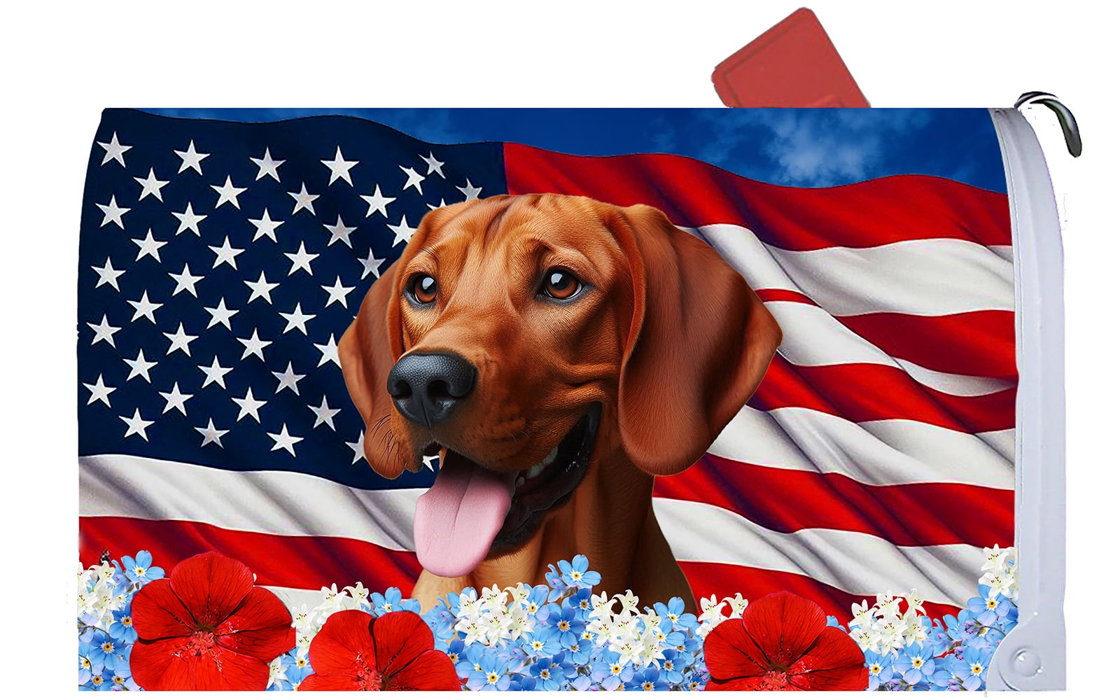 Red Bone Coonhound - Best of Breed Patriotic Dog Breed Mail Box Cover ...