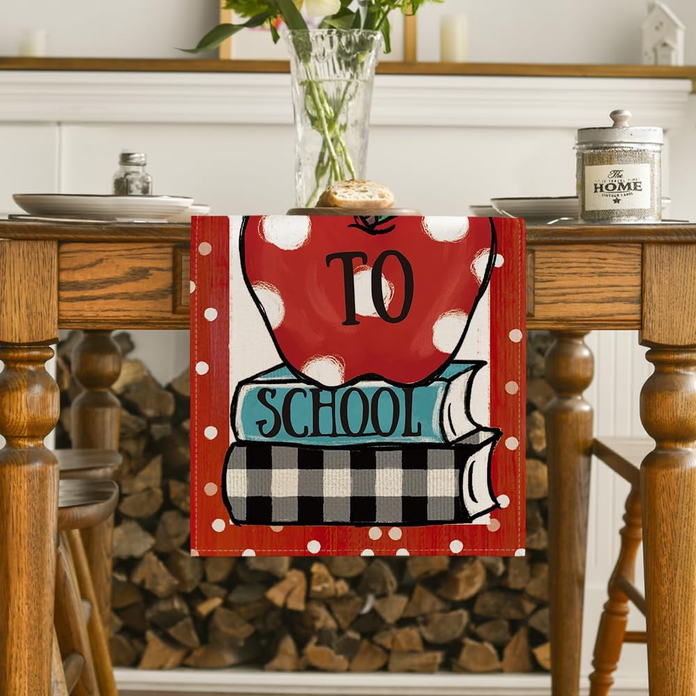 Red Book Pencil Back To School Table Runner, First Day Of School ...