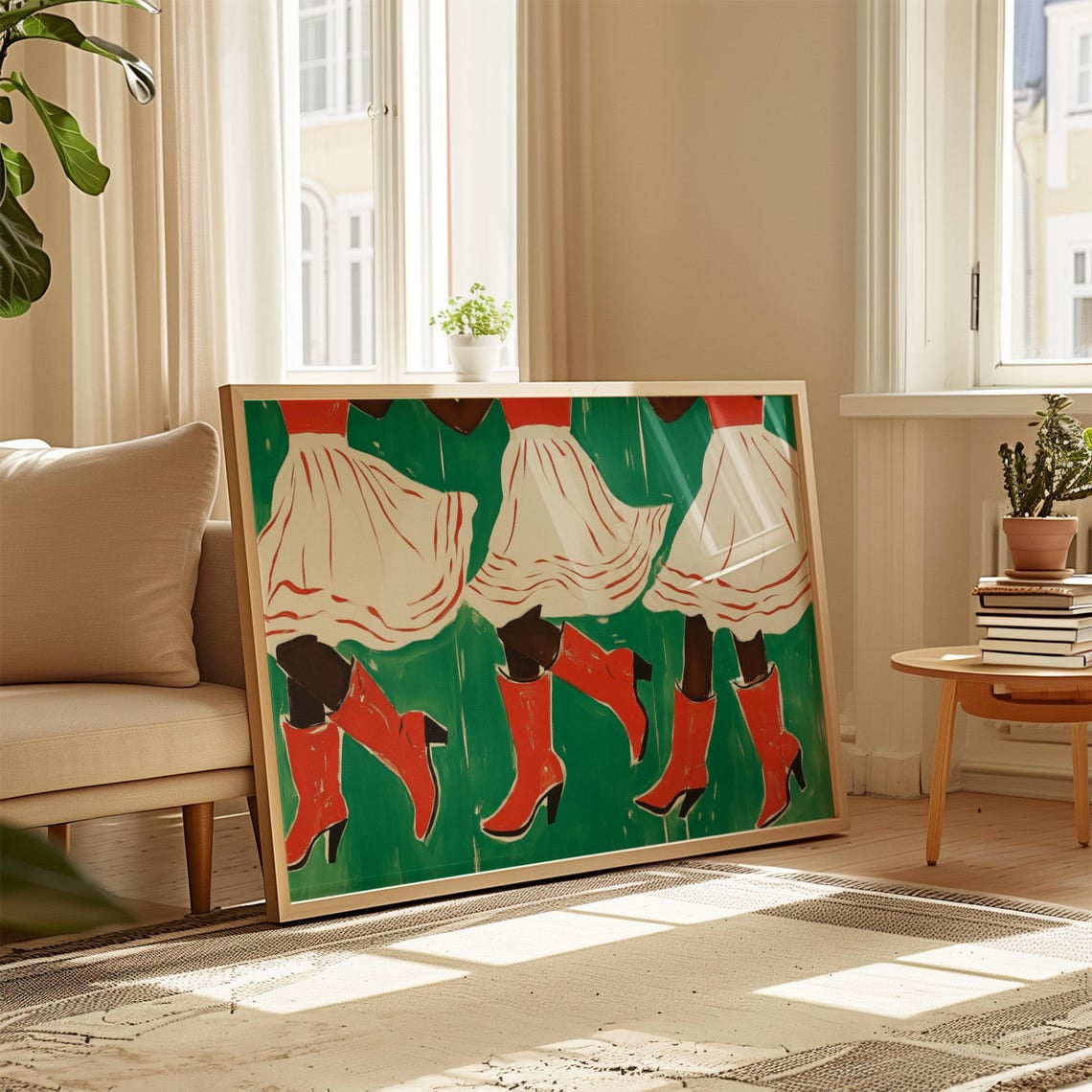 Red Boots Print, Brown Cowgirl Art, Emerald Green Cowgirl Boots, Dorm ...