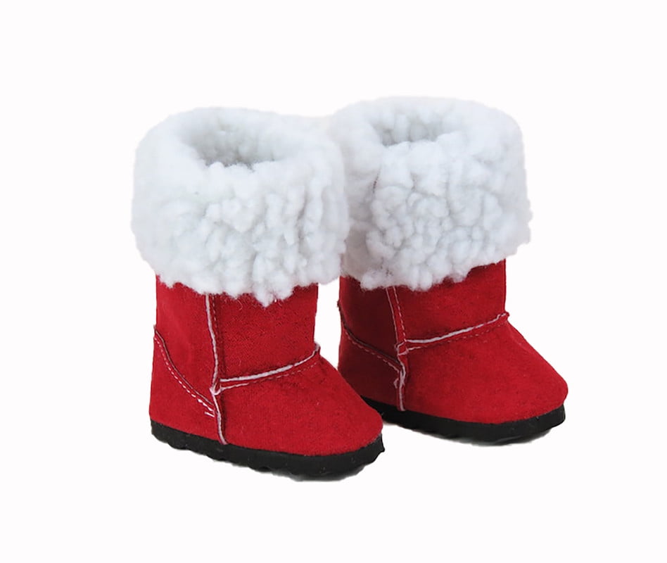 Red Boots with White Faux Sheep Fur Made for 18 inch Dolls - Walmart.com