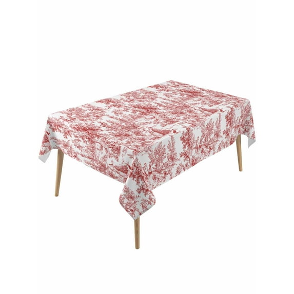 Red Botanical Table Cloth, Watercolor Rustic Tree Abstract Waterproof ...