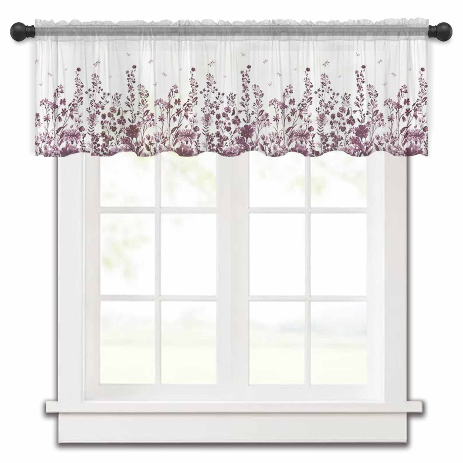 Red Botanical Valance Curtains for Kitchen/Living Room/Bathroom/Bedroom ...