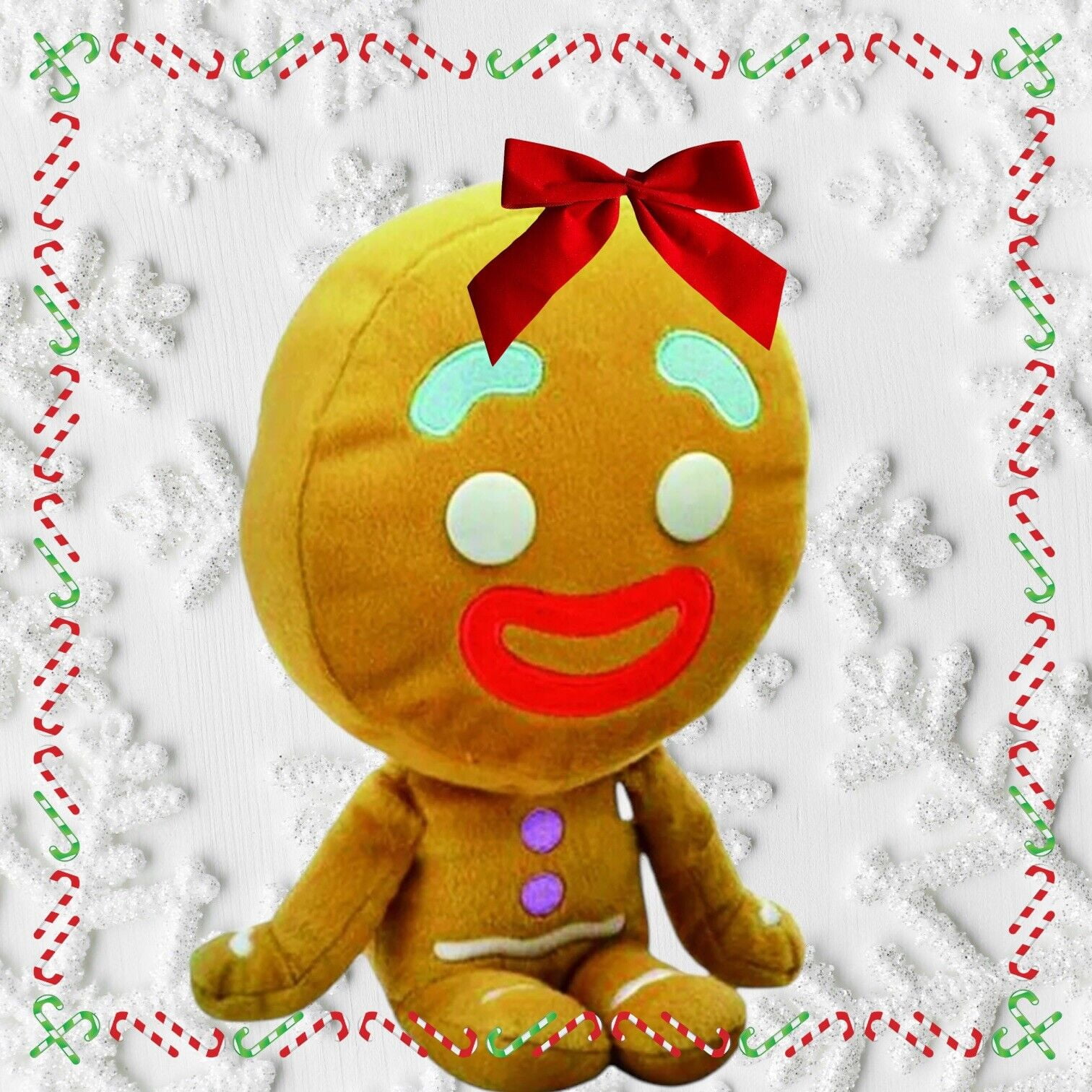 Red Bow Head Big Headz Head 11" Gingerbread Man Quality Plush Doll ...