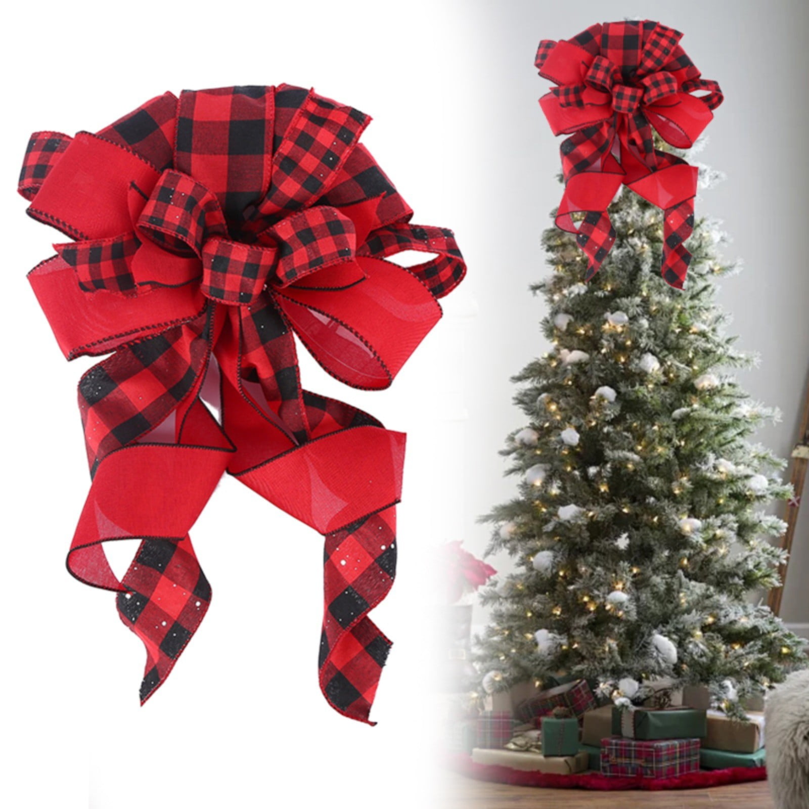 Red Bows for Christmas Tree Handmade Christmas Tree Topper Bow ...