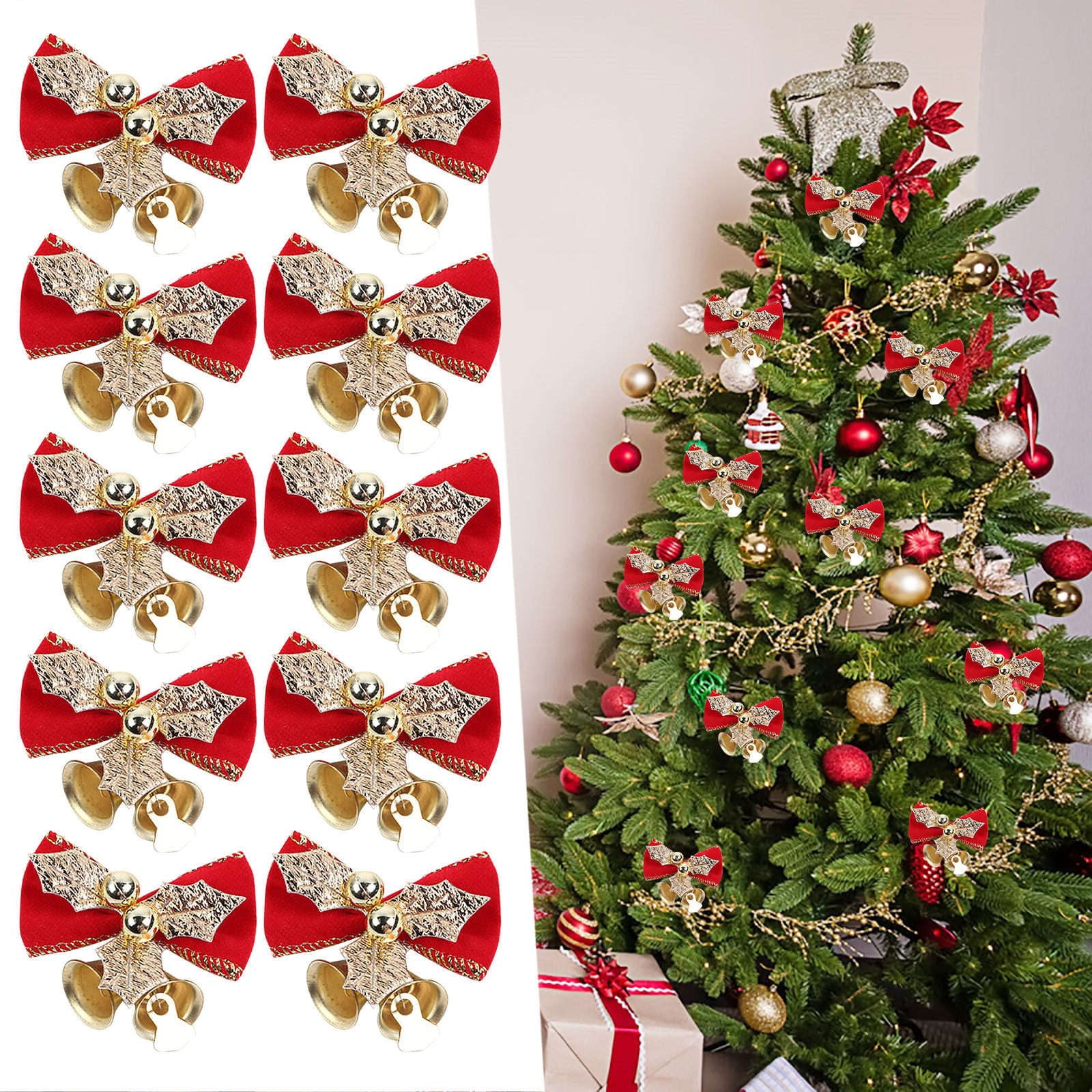 Red Bows for Christmas Tree Jingle Bells Christmas Bows Crafts ...