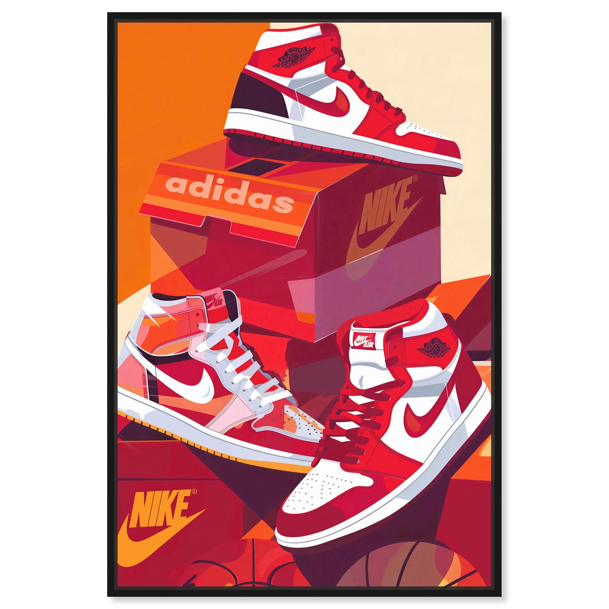 Red Boxes and Sneakers Canvas Trend Sport Wall Art by Notoriart, Black ...