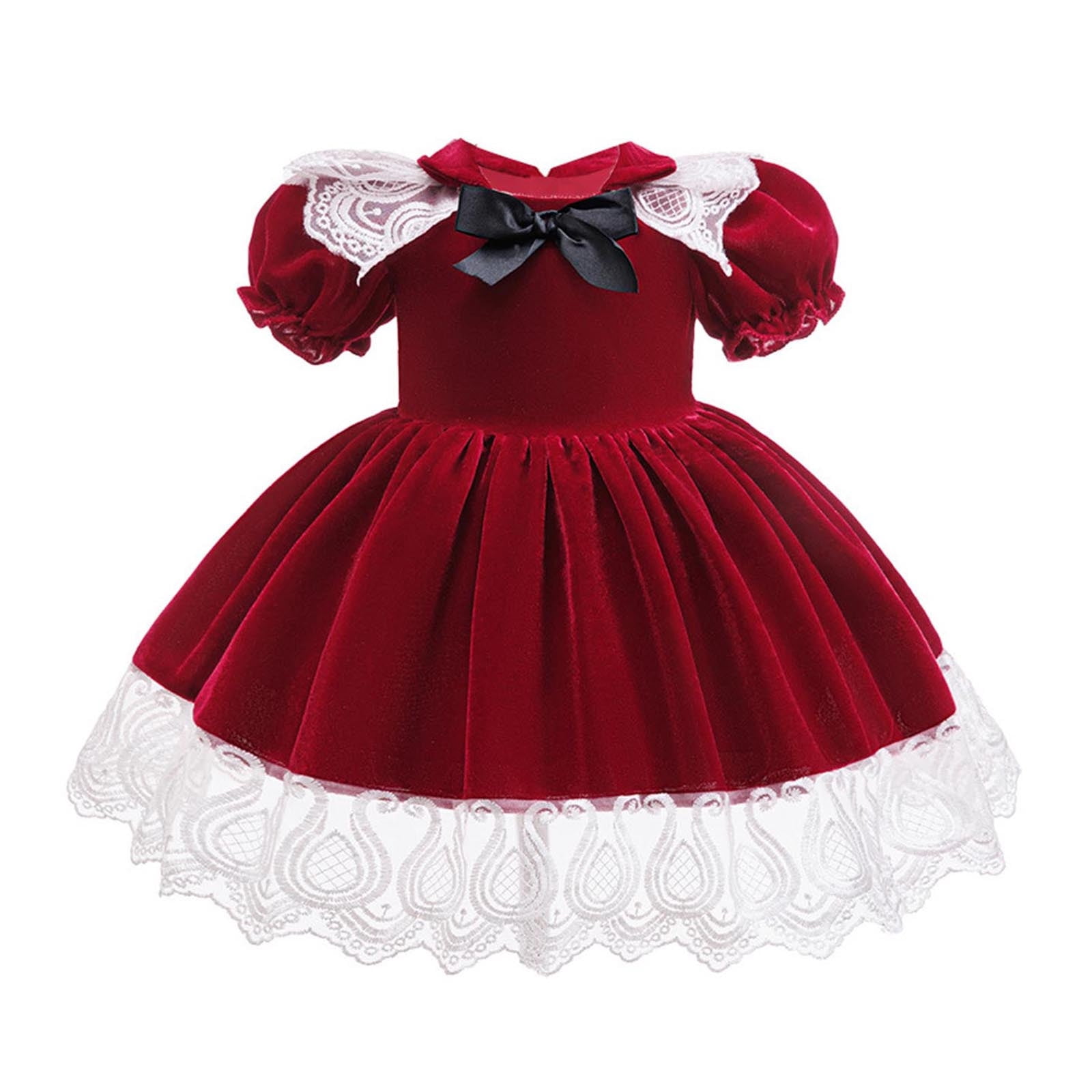 Red Boy Girl Short Puff Sleeve for Girl Collared Turtle Neck Moon ...
