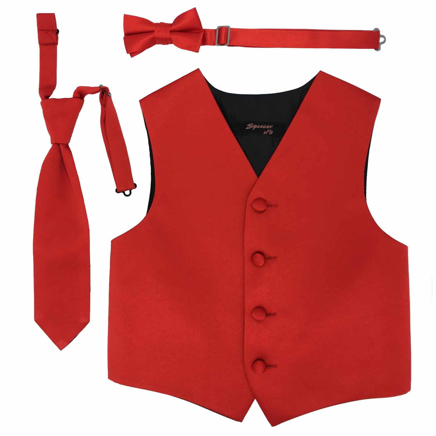 Red Boys Satin Vest Spencer J - Boys 9-10 - Walmart.com