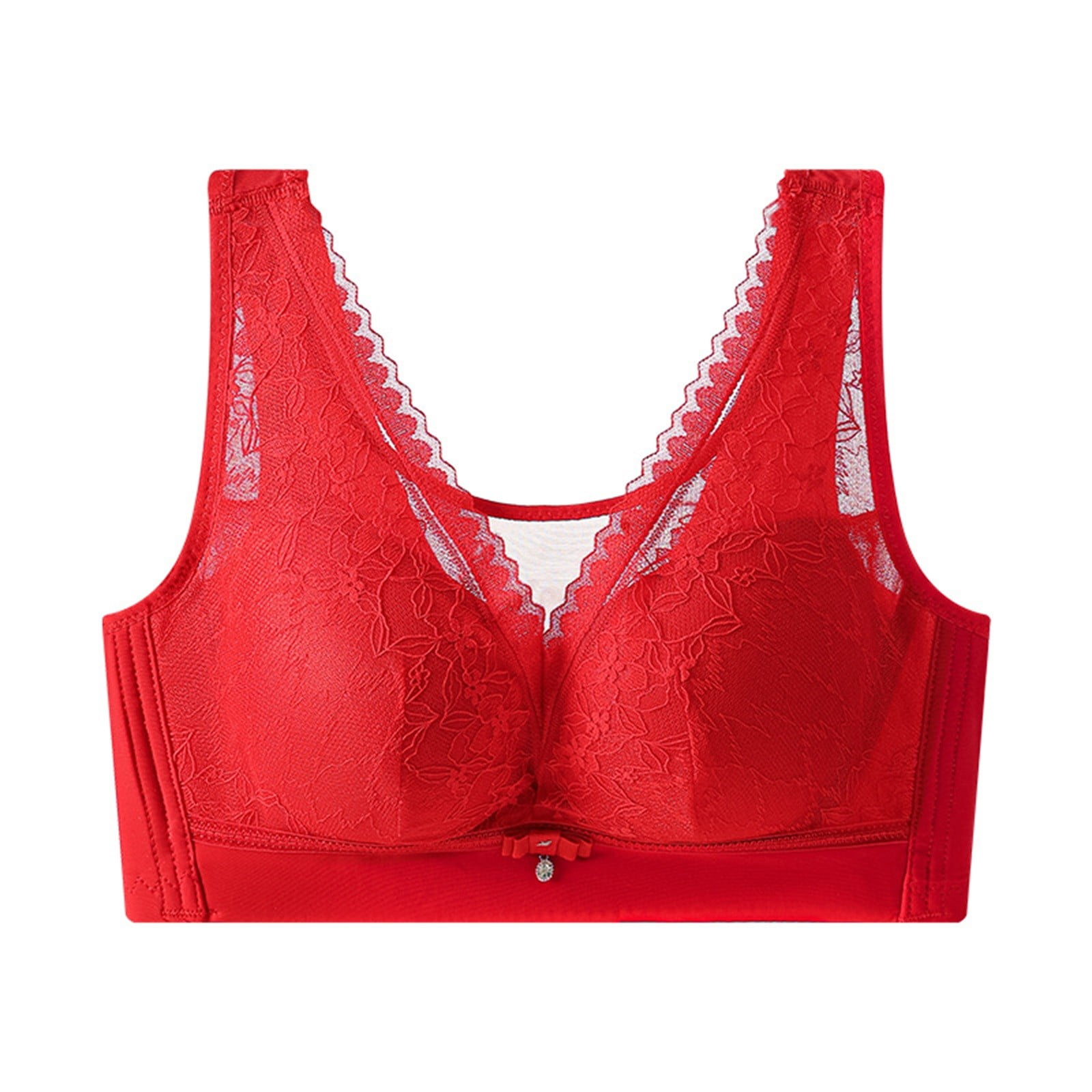 Red Bra Women's Fashionable and Casual Small Breast Lace To Enlarge and ...
