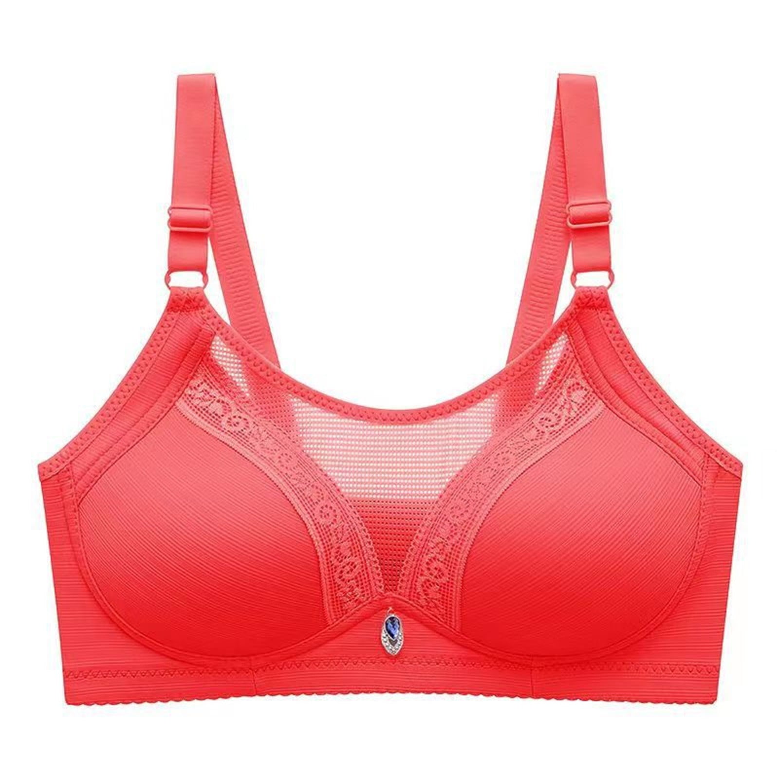 Red Bra Women's Large Breast Revealing Small Underwear Thin Anti ...