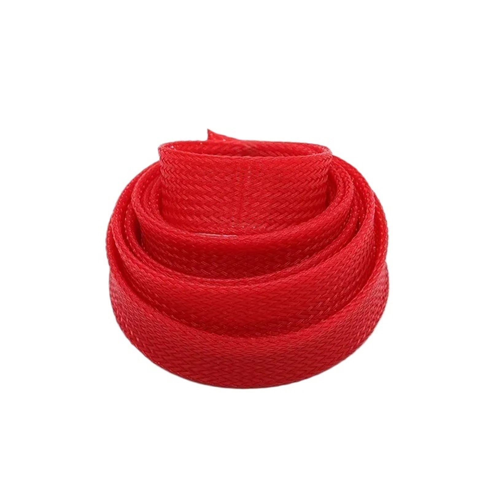 Red Braid Sleeves High Density Insulated Cable Wrap Sheath - Walmart.com