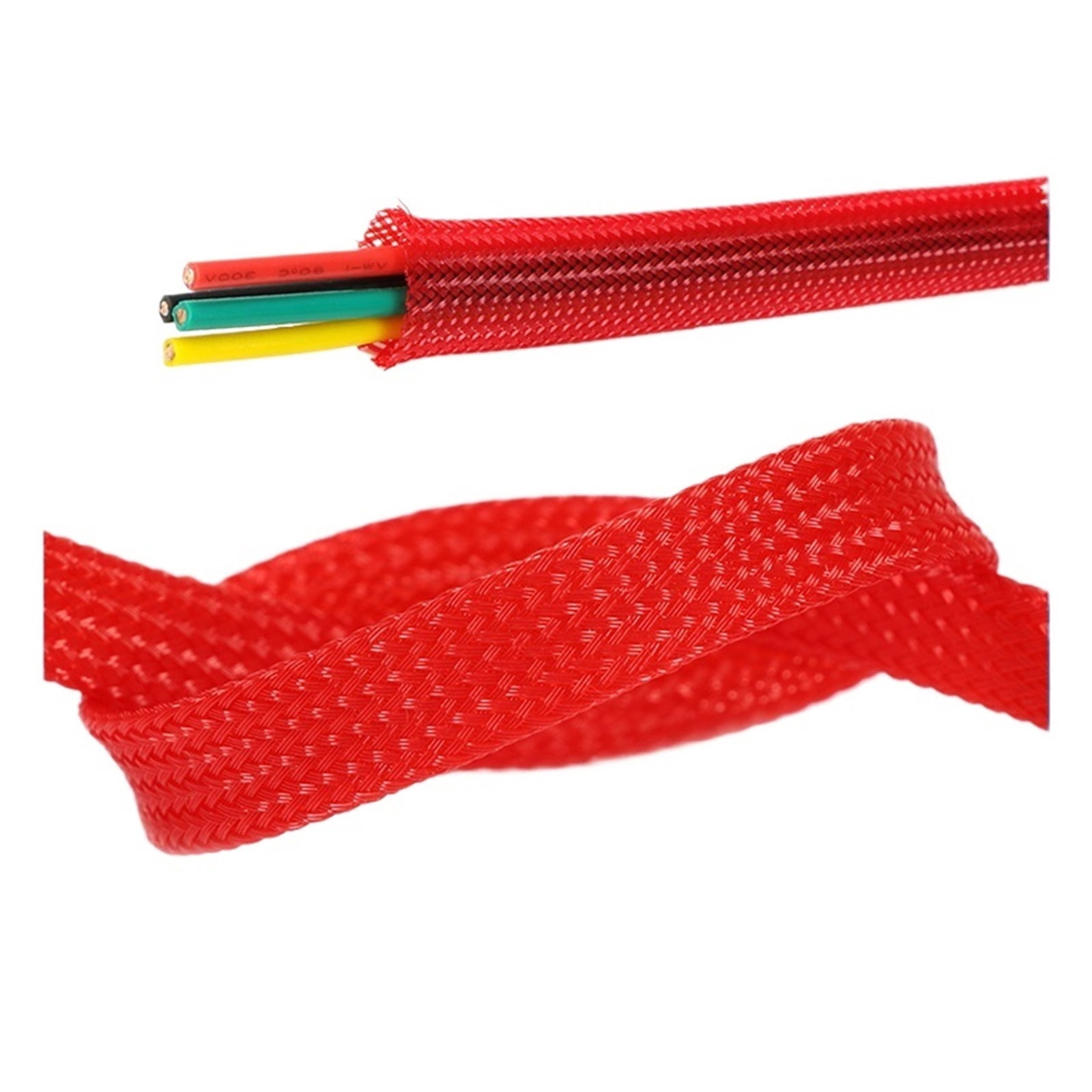 Red Braided Cable Sleeve Expandable High Density Insulated Cables ...