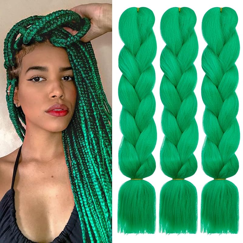 Red Braiding Hair 24 Inch 3 Packs Pre Stretched Box Braids Colorful ...