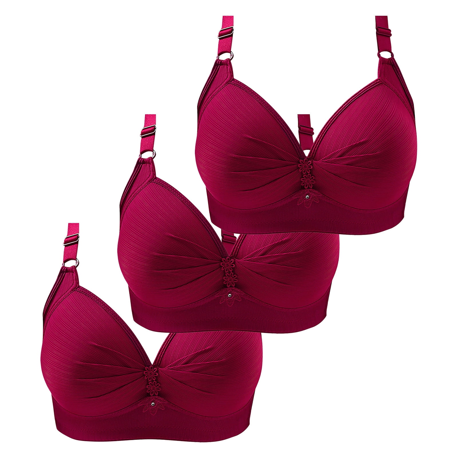 Red Bras for Women Thin Laceless Steel Ring Comfortable Breathability ...