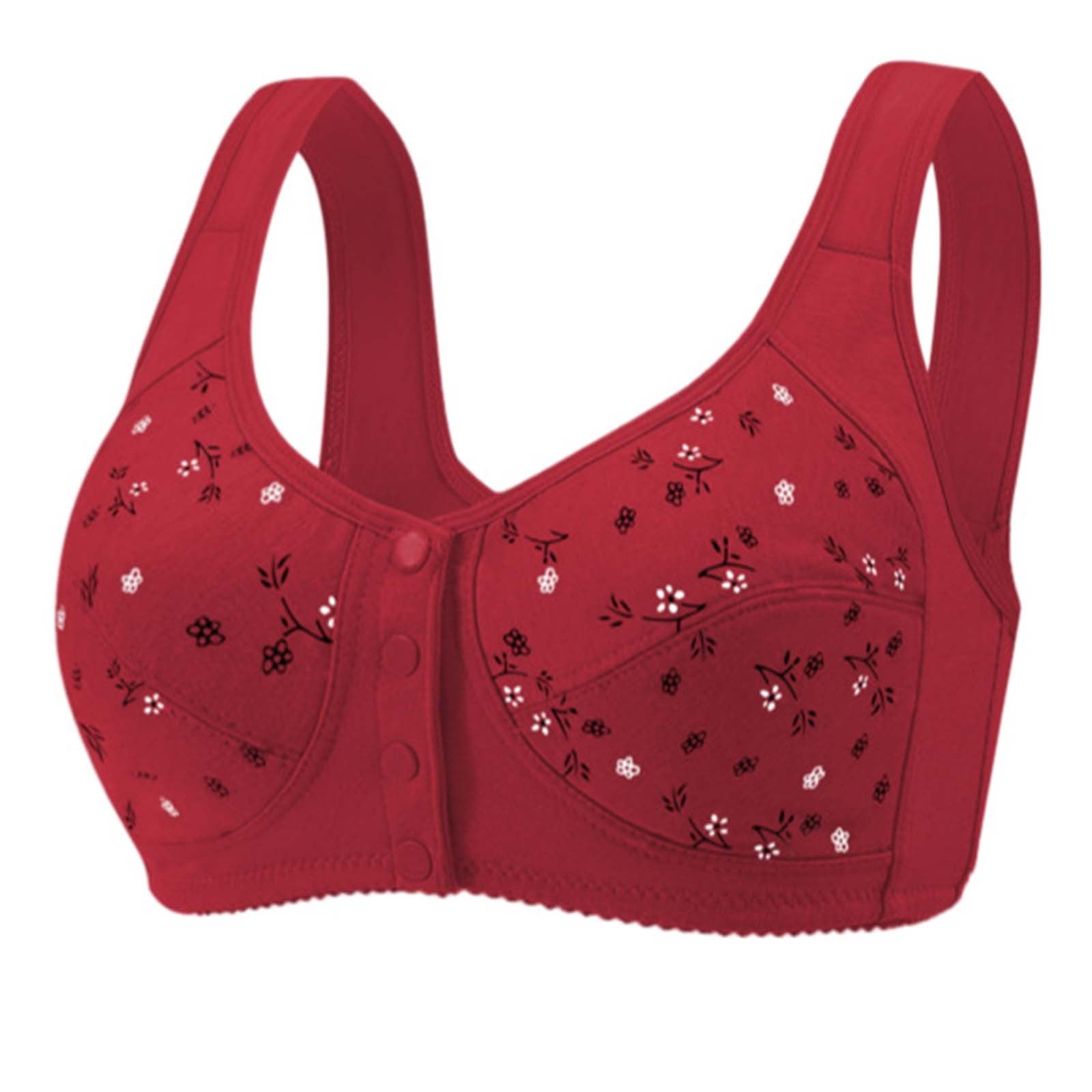 Red Bras for Women Bras for Older Women Front Closure Wireless Bras ...