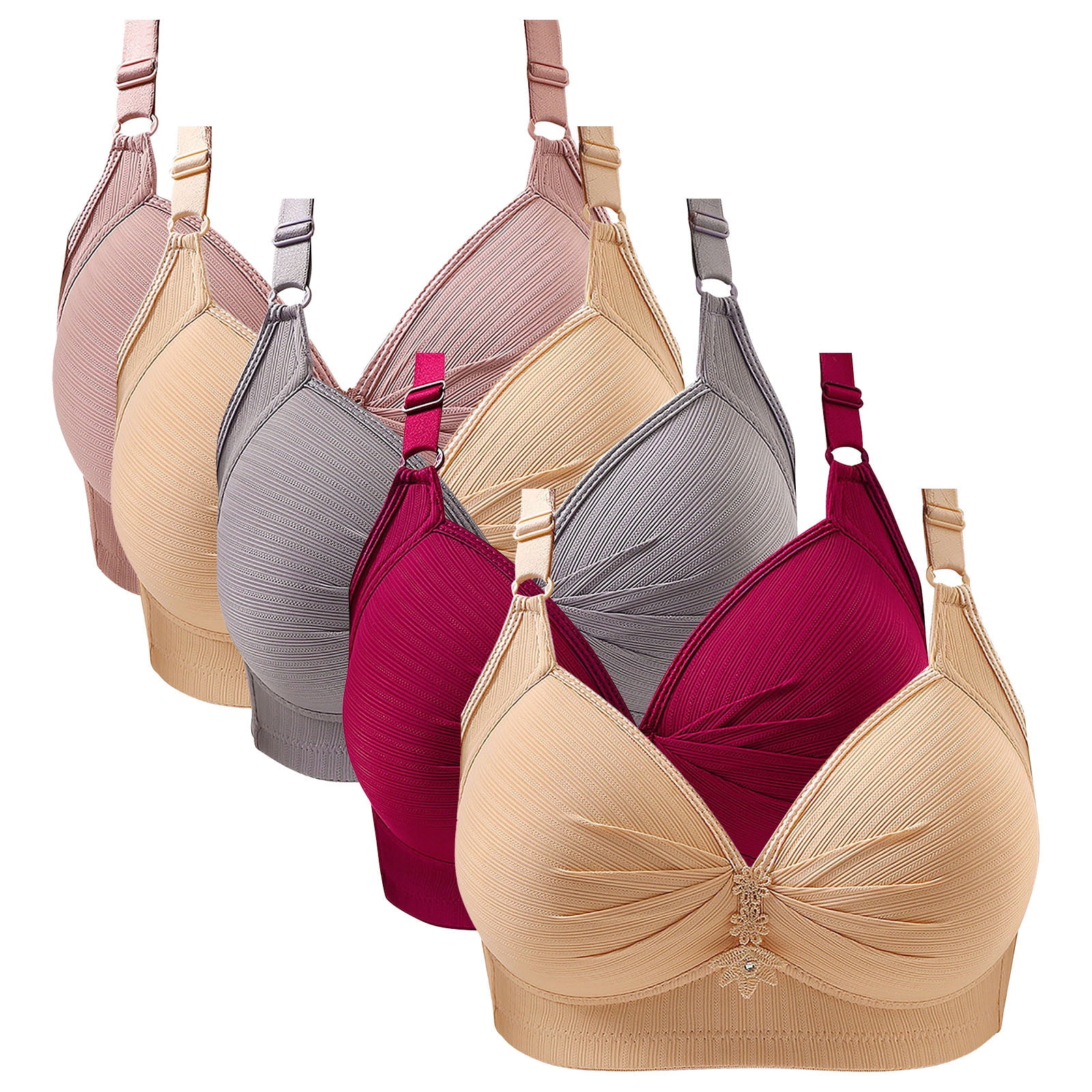 Red Bras for Women Lace Back Button Shaping Cup Adjustable Shoulder ...