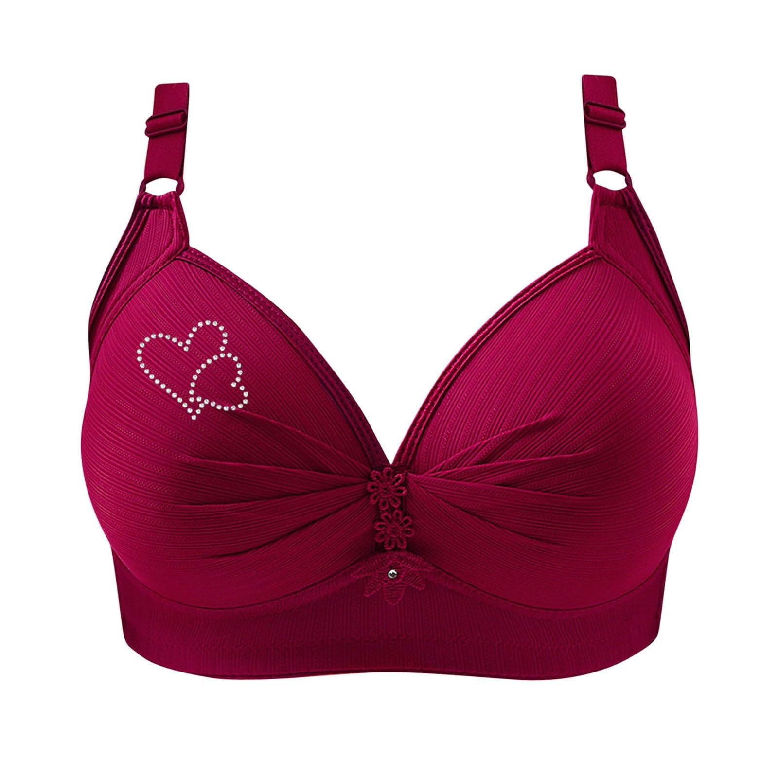 Red Bras for Women No Underwire Adjustable Bras Full Coverage Support ...