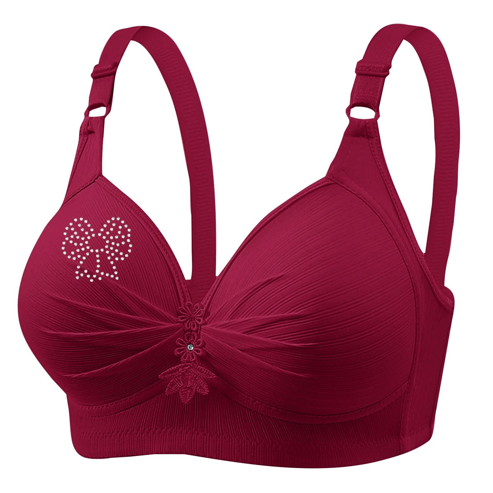 Red Bras for Women No Underwire Adjustable Bras Full Coverage Support ...