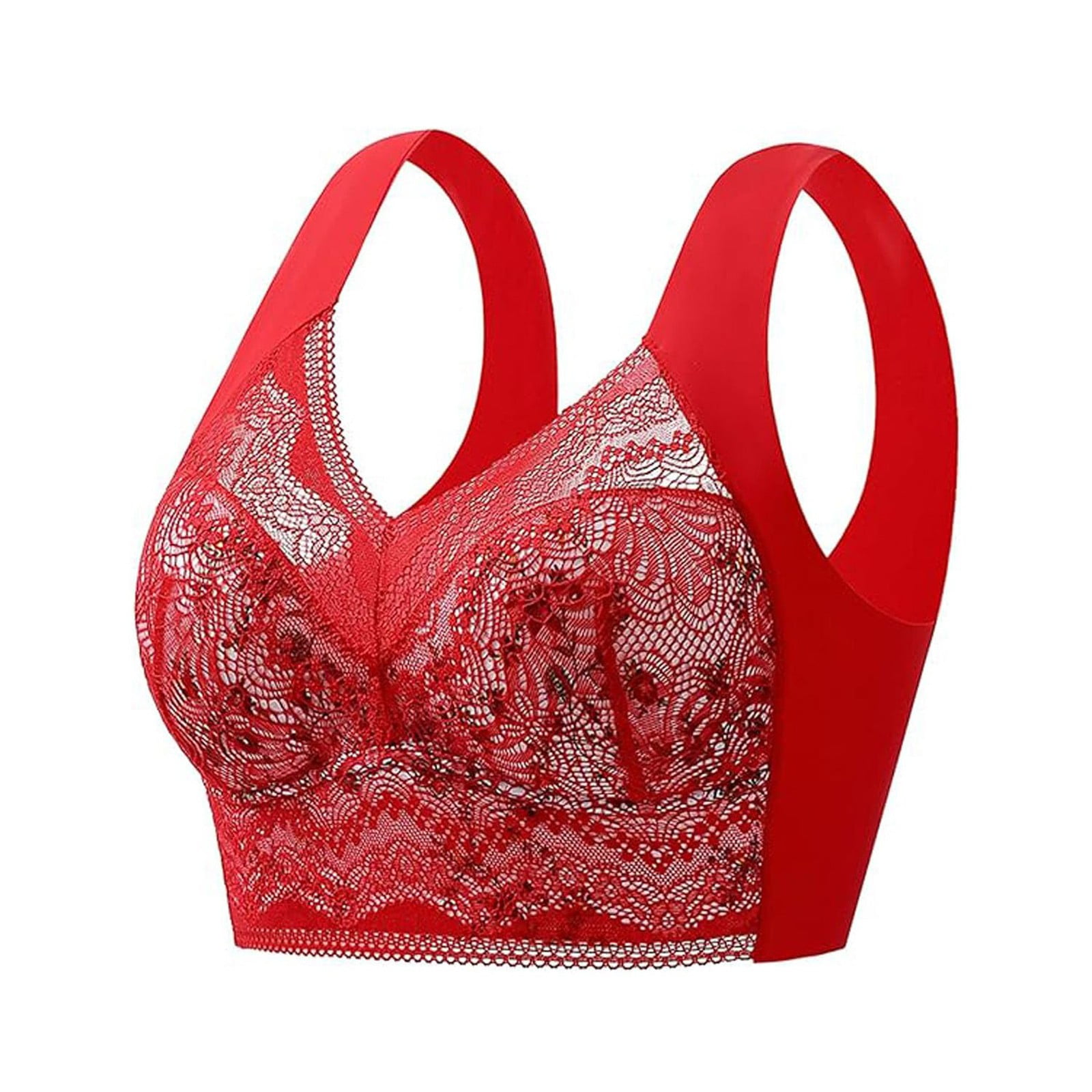 Red Bras for Women No Underwire Women's Back Bra Large Chest Small and ...