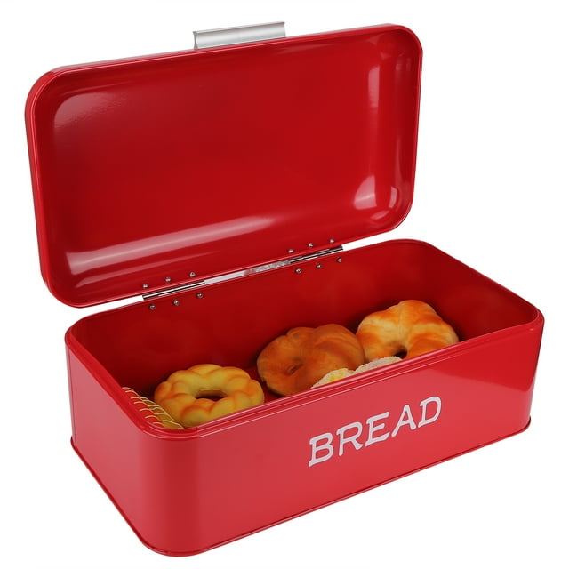 Red Bread Box for Kitchen Counter, European Style Bread Bin Box Food ...