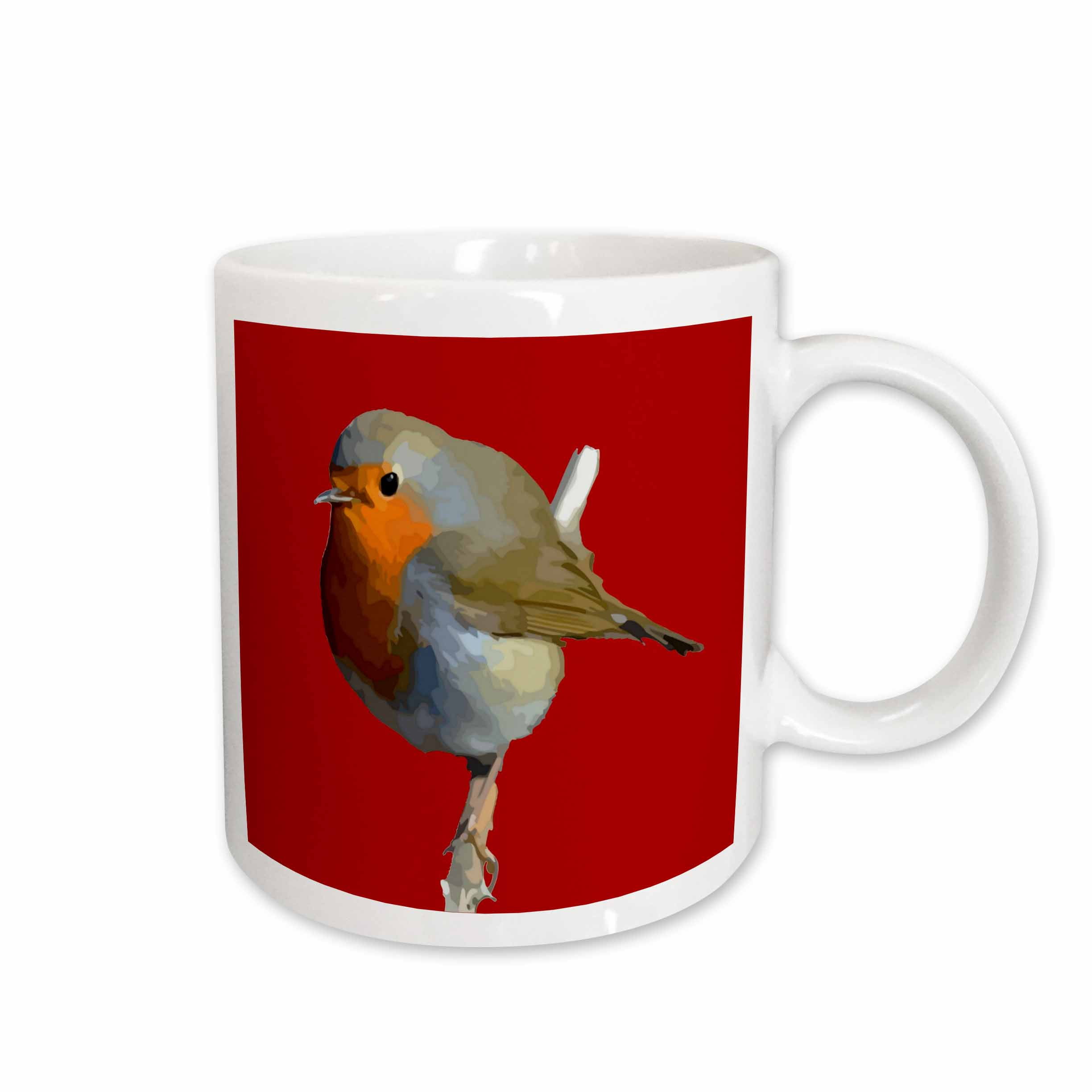 3drose, Red Breasted Christmas Robin Vector Art, 15oz Mug - Walmart.com