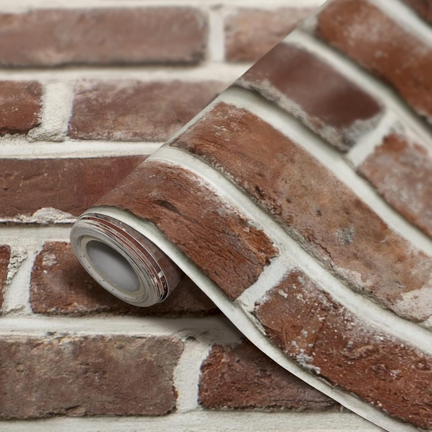 Red Brick Peel-And-Stick Decorative Wallpaper Paper 17.5 in x 10 ft ...