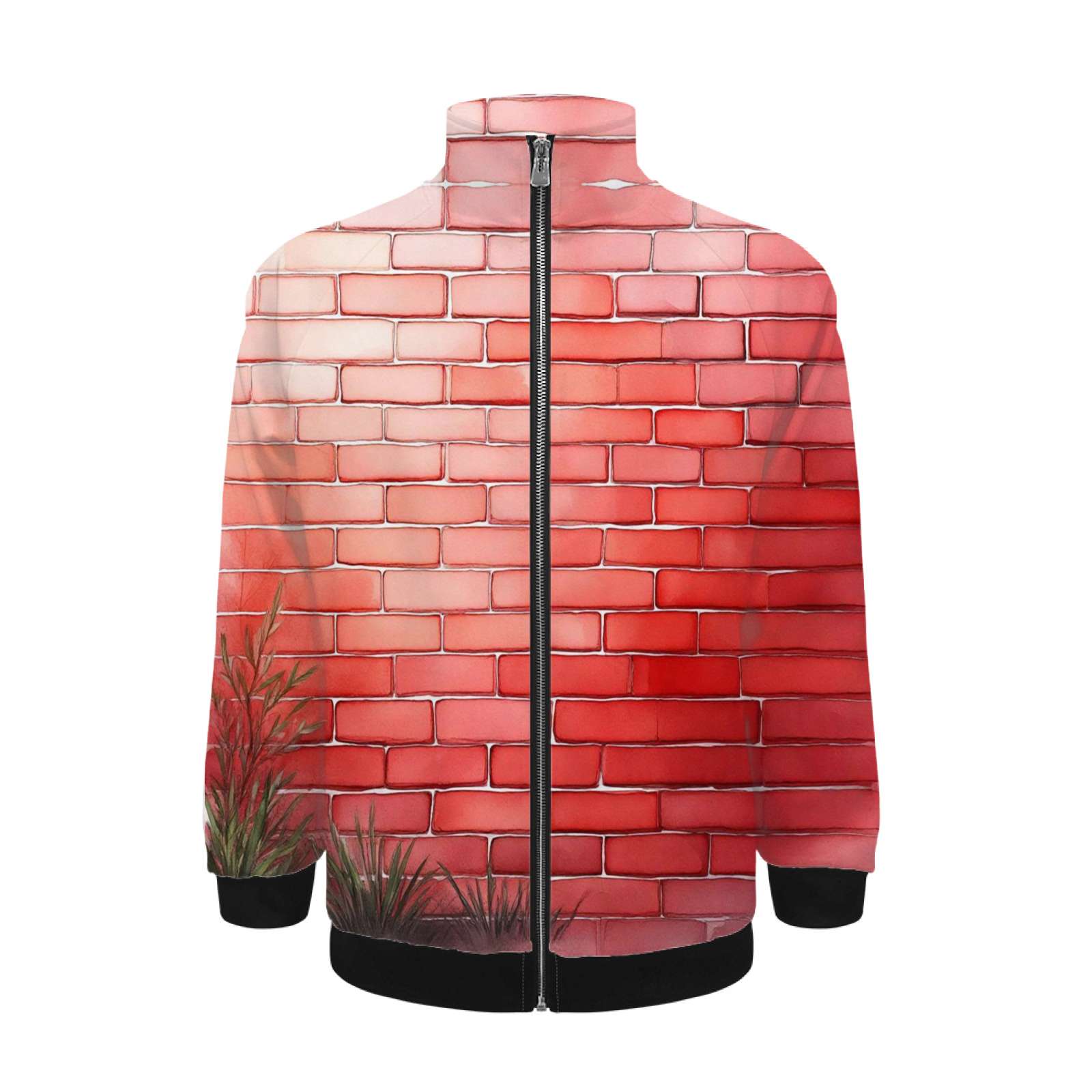 Red Brick Stone Wall Grass Jacket Men's Street Cool Long Sleeves Coat ...