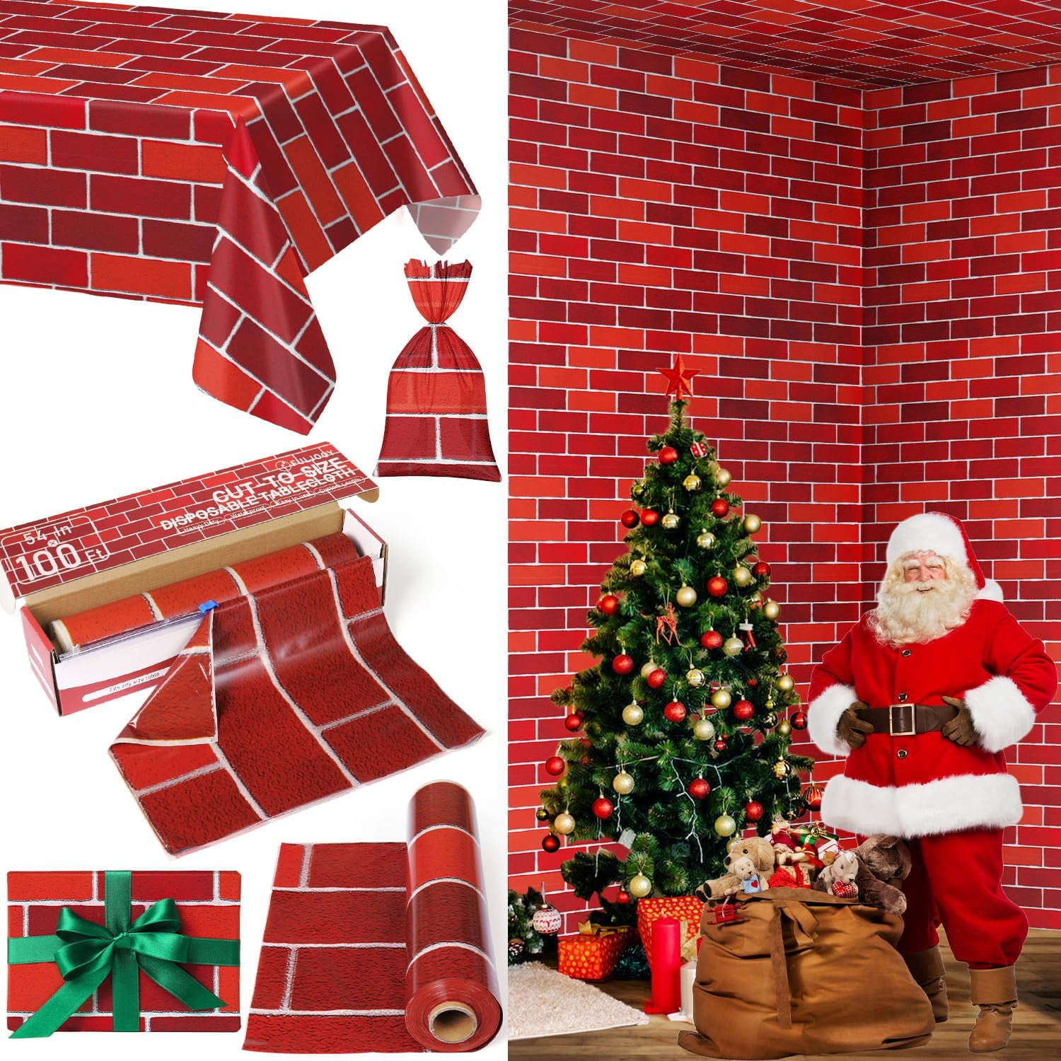 Red Brick Wall Backdrop Tablecloth Roll 100 ft x 54 in With Slide ...